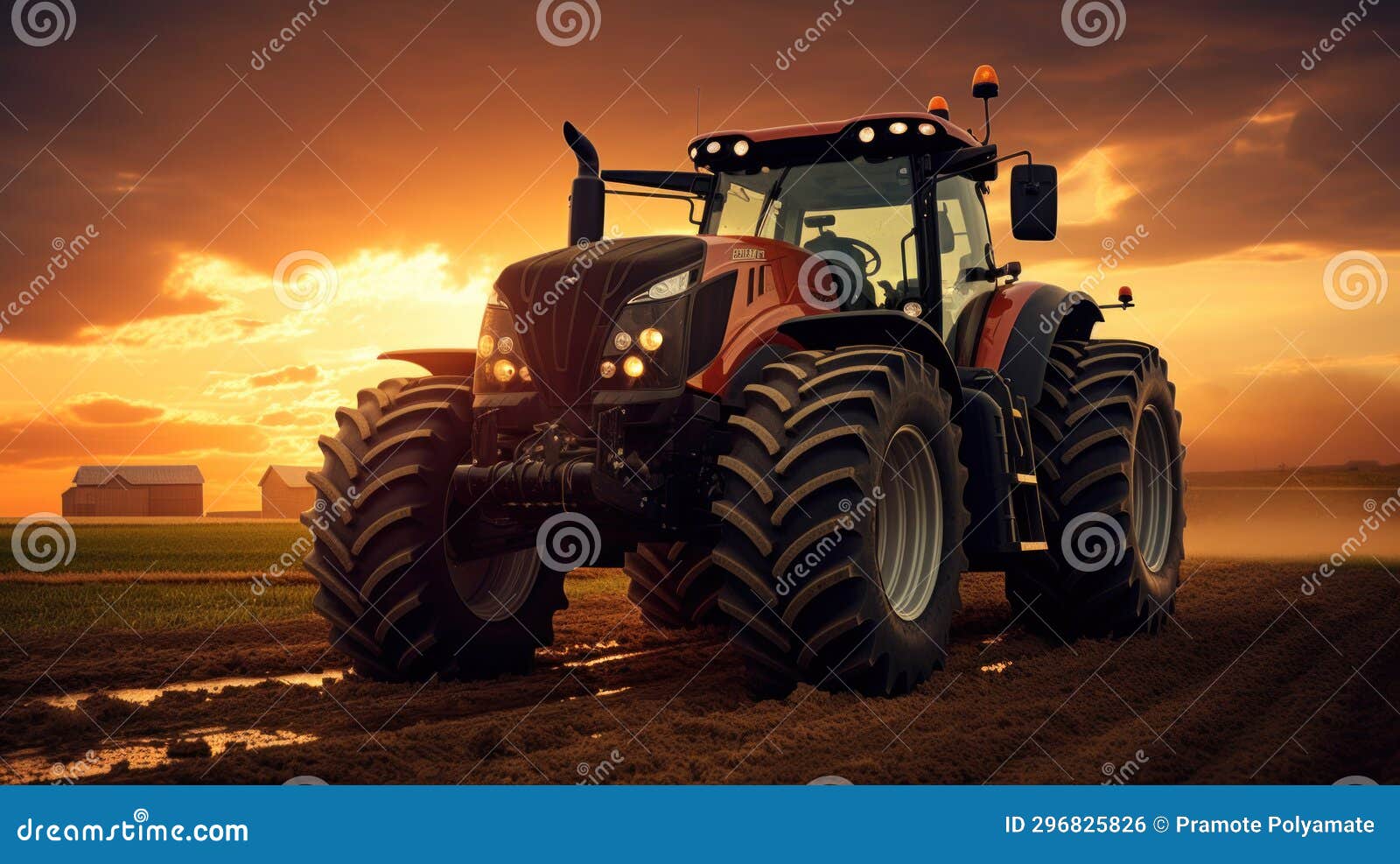 A Big Powerful Tractor Pulls the Field Stock Photo - Image of summer ...