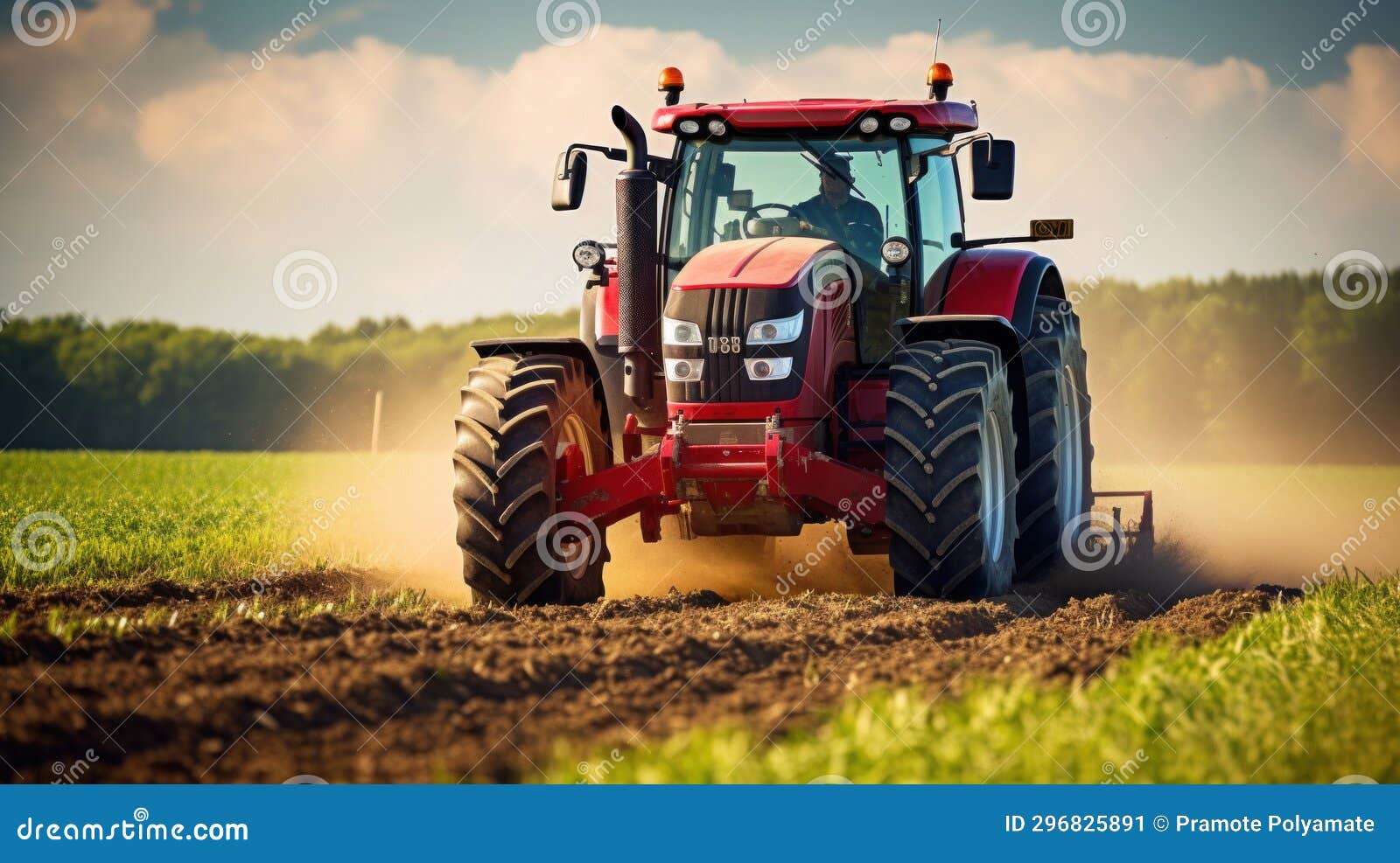 A Big Powerful Tractor Pulls the Field Stock Image - Image of farming ...