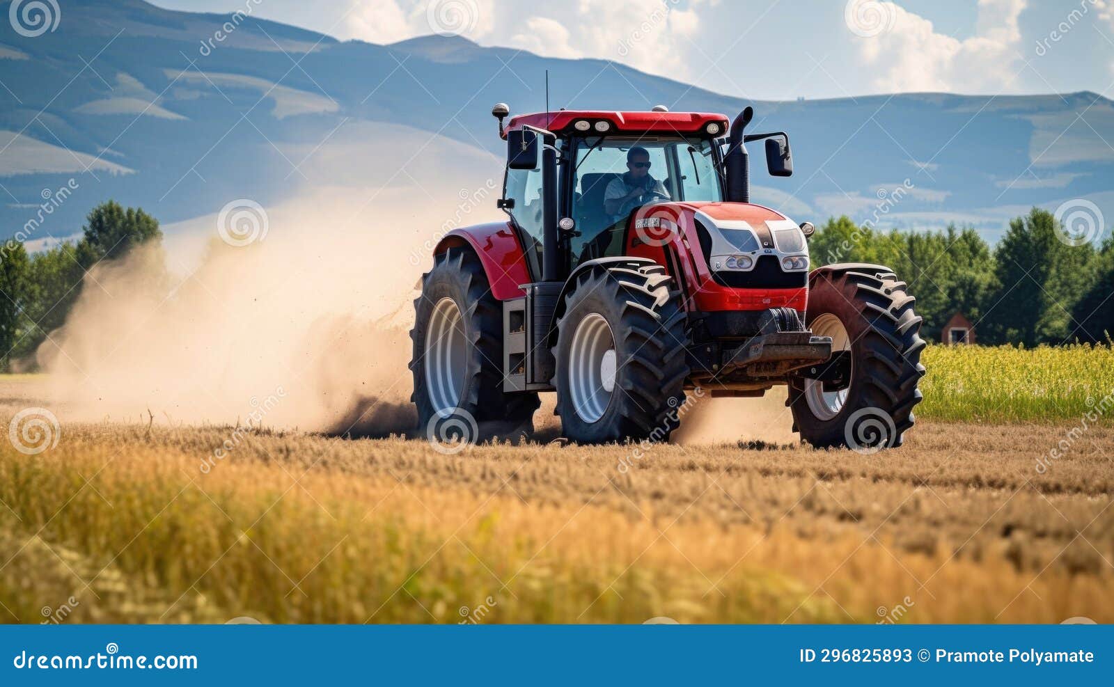 A Big Powerful Tractor Pulls the Field Stock Image - Image of farming ...