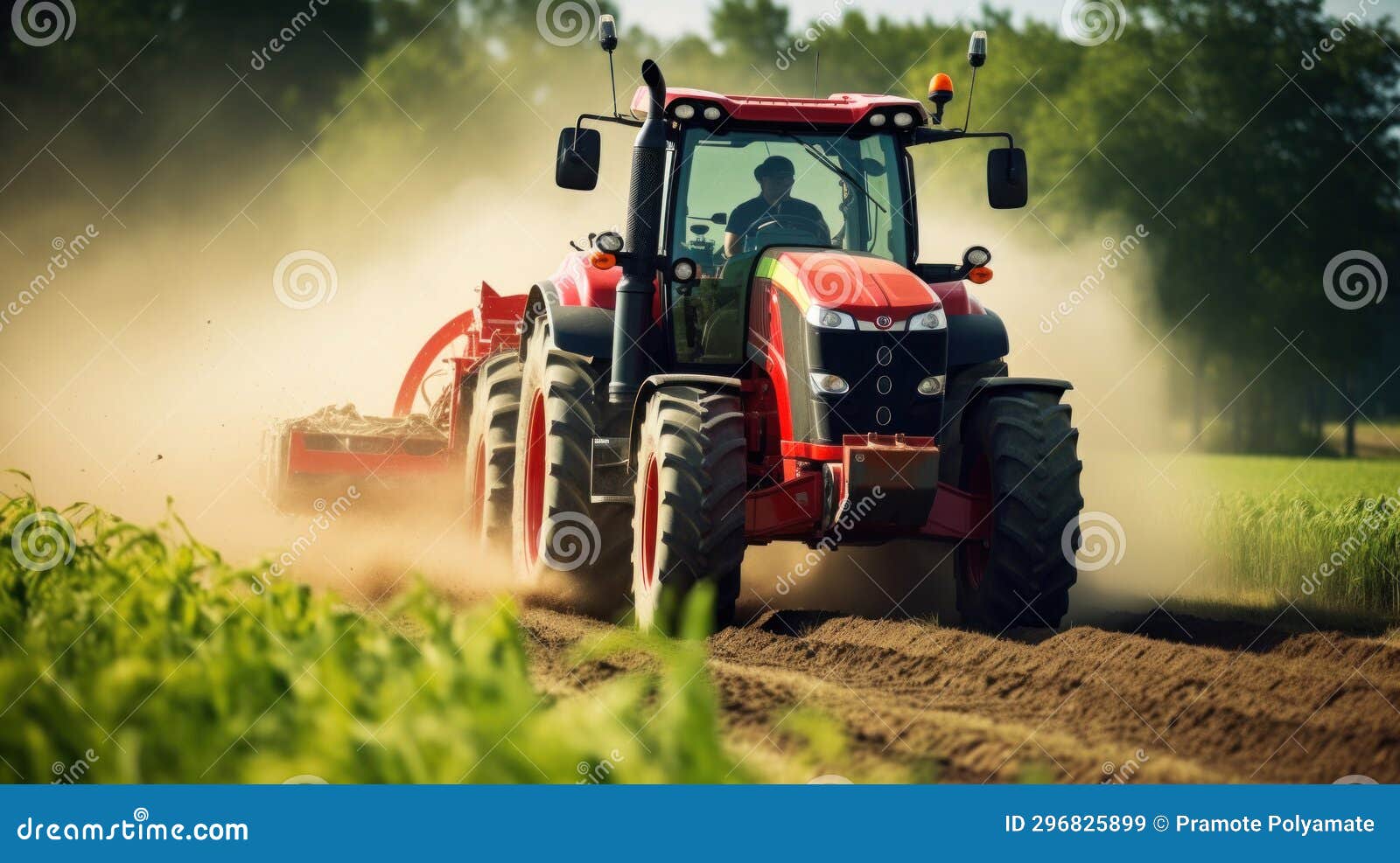 A Big Powerful Tractor Pulls the Field Stock Image - Image of farmer ...