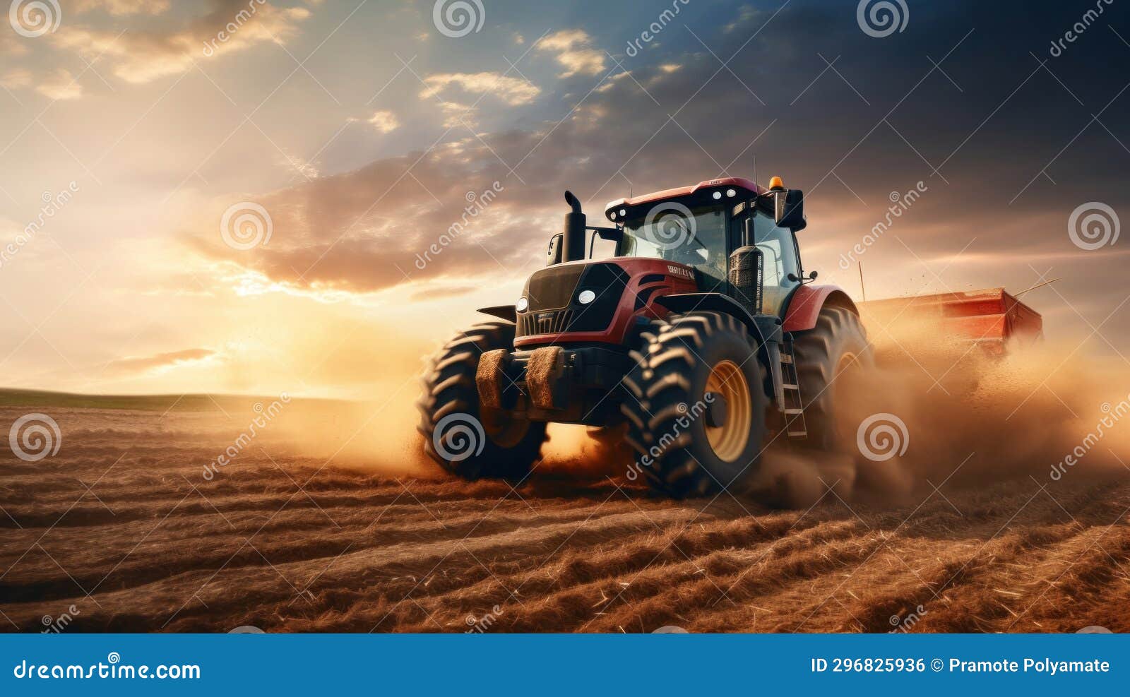 A Big Powerful Tractor Pulls the Field Stock Photo - Image of ...