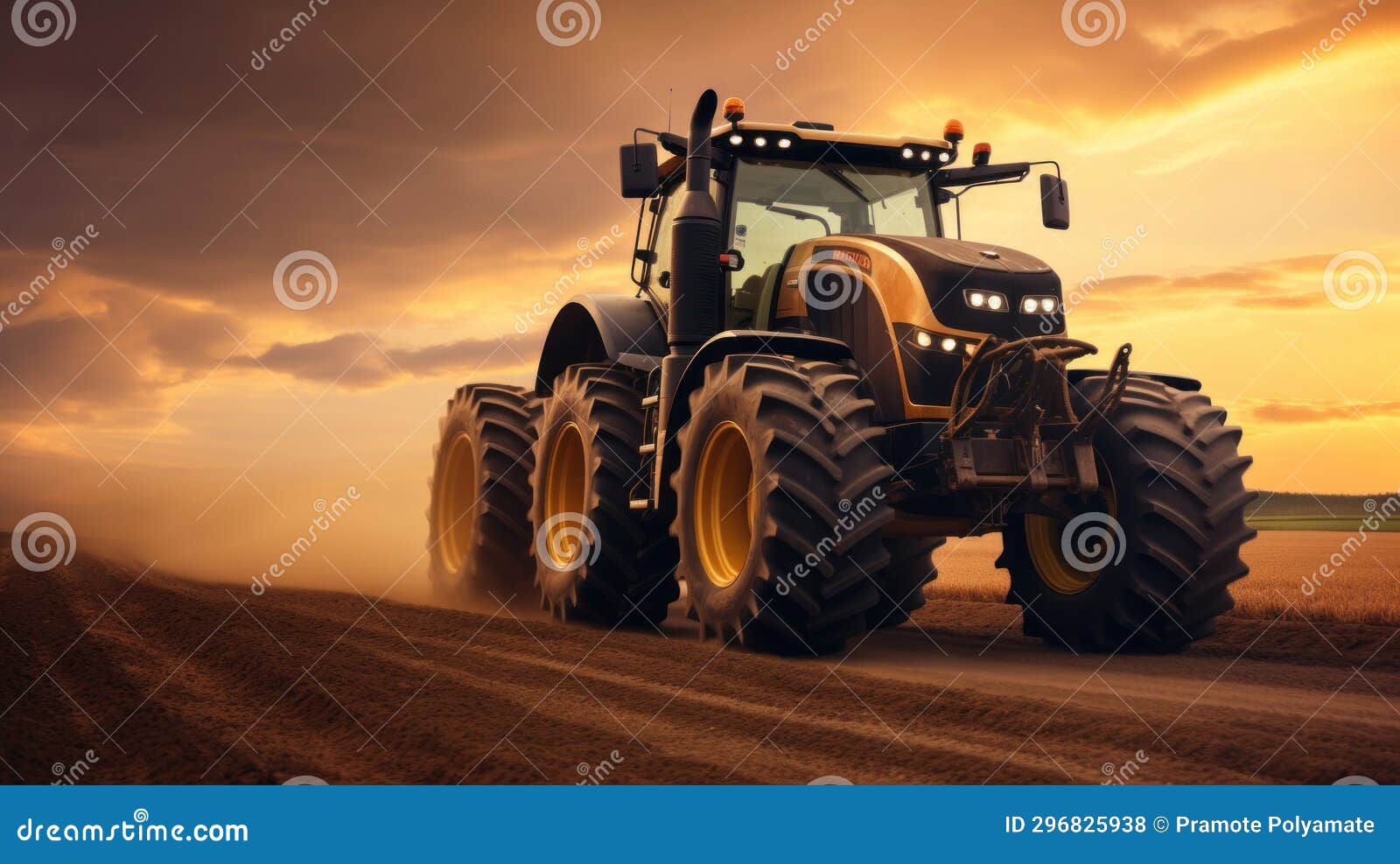 A Big Powerful Tractor Pulls the Field Stock Photo - Image of ...