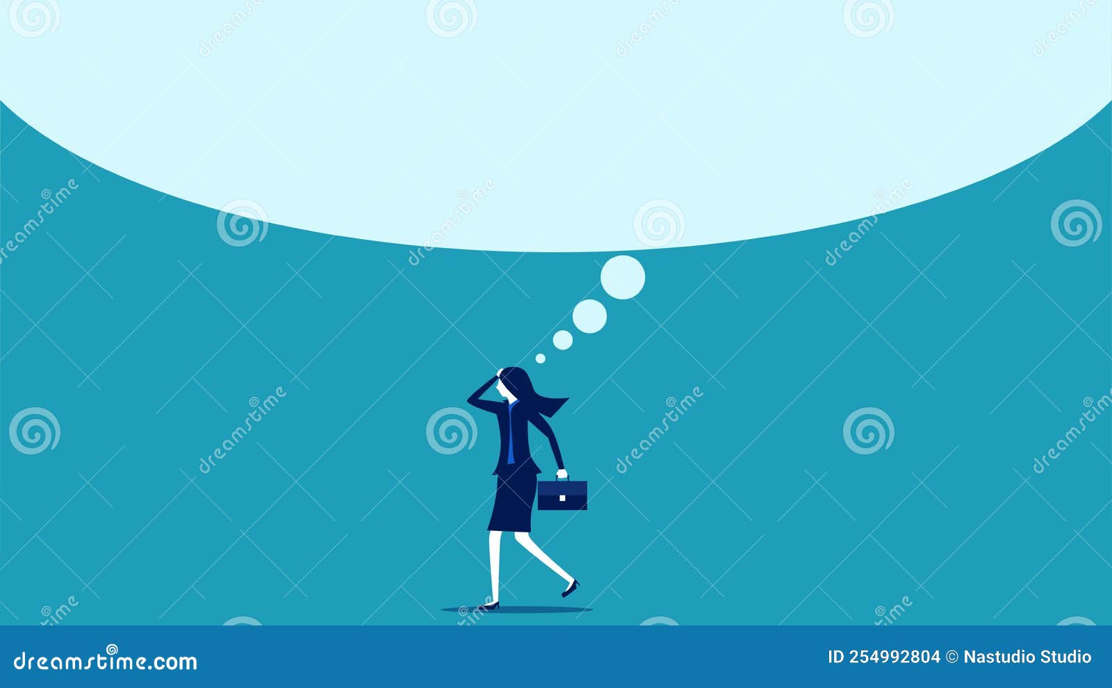Big Problem. Businesswoman Think about Big Problems Vector Illustration ...