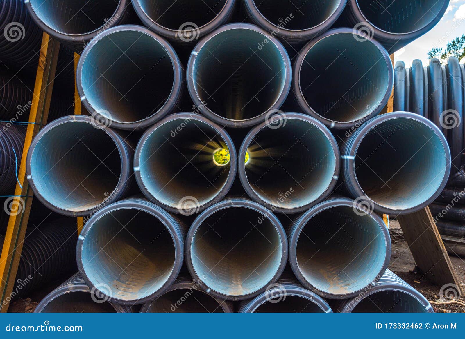 Big PVC Water Pipes on Construction Site Stock Photo - Image of color ...