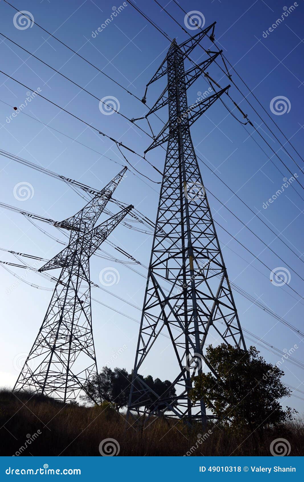 Big pylons stock photo. Image of tree, silohuete, blue - 49010318