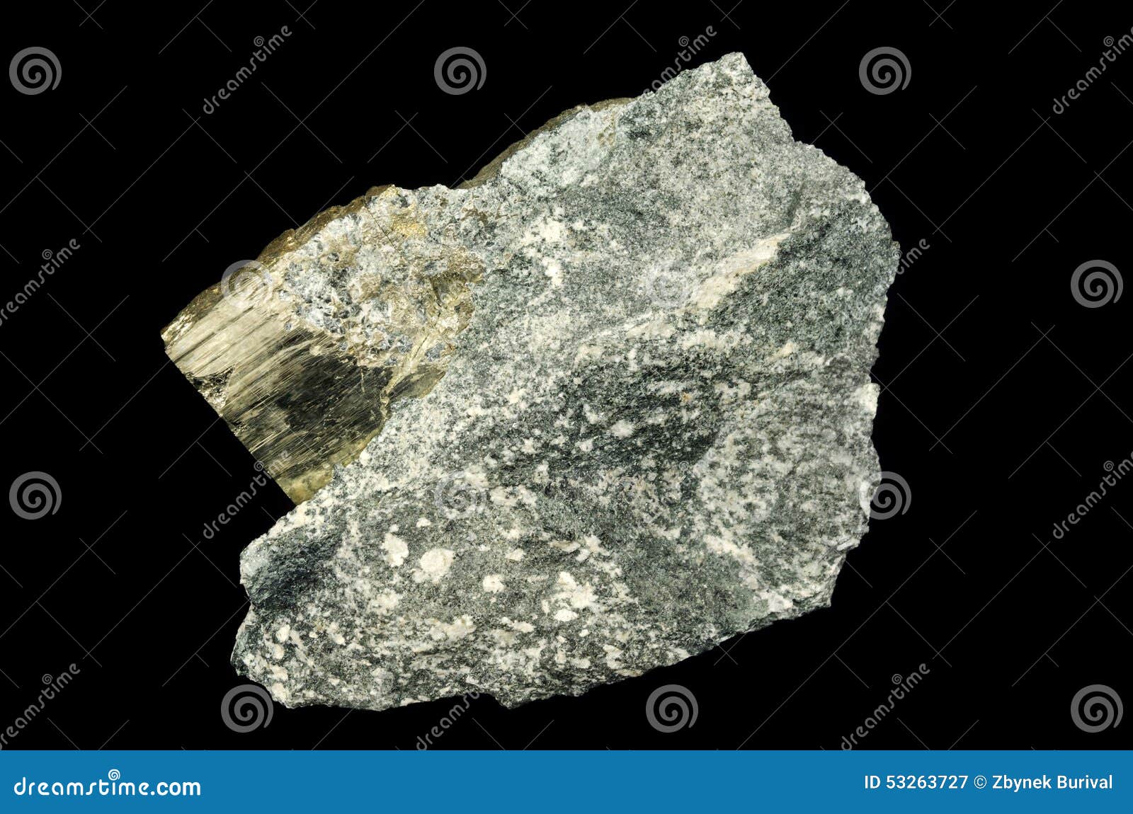 Big Pyrite Crystal on the Rock Stock Image - Image of golden, detail ...