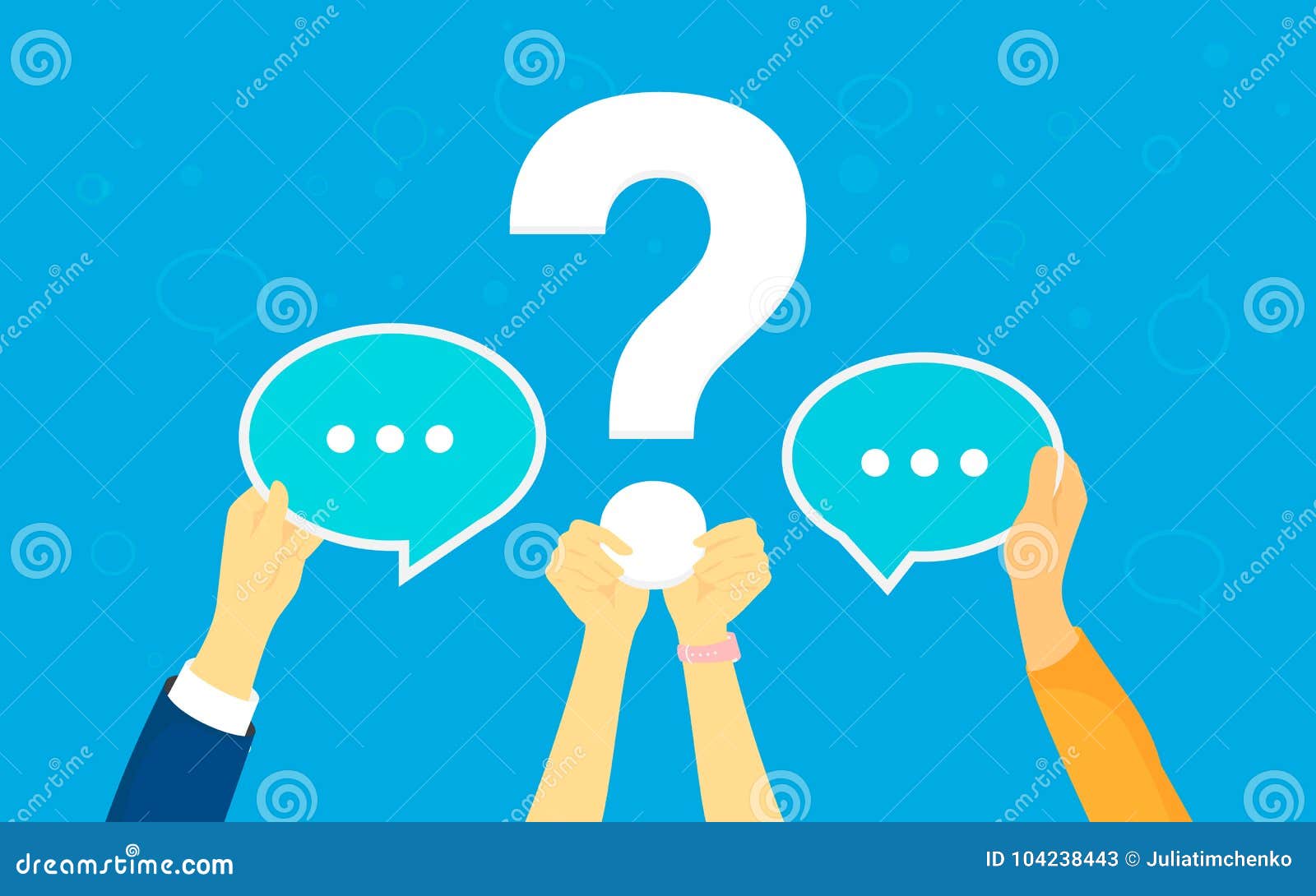Big Question Concept Vector Illustration of Texting To Live Chat ...