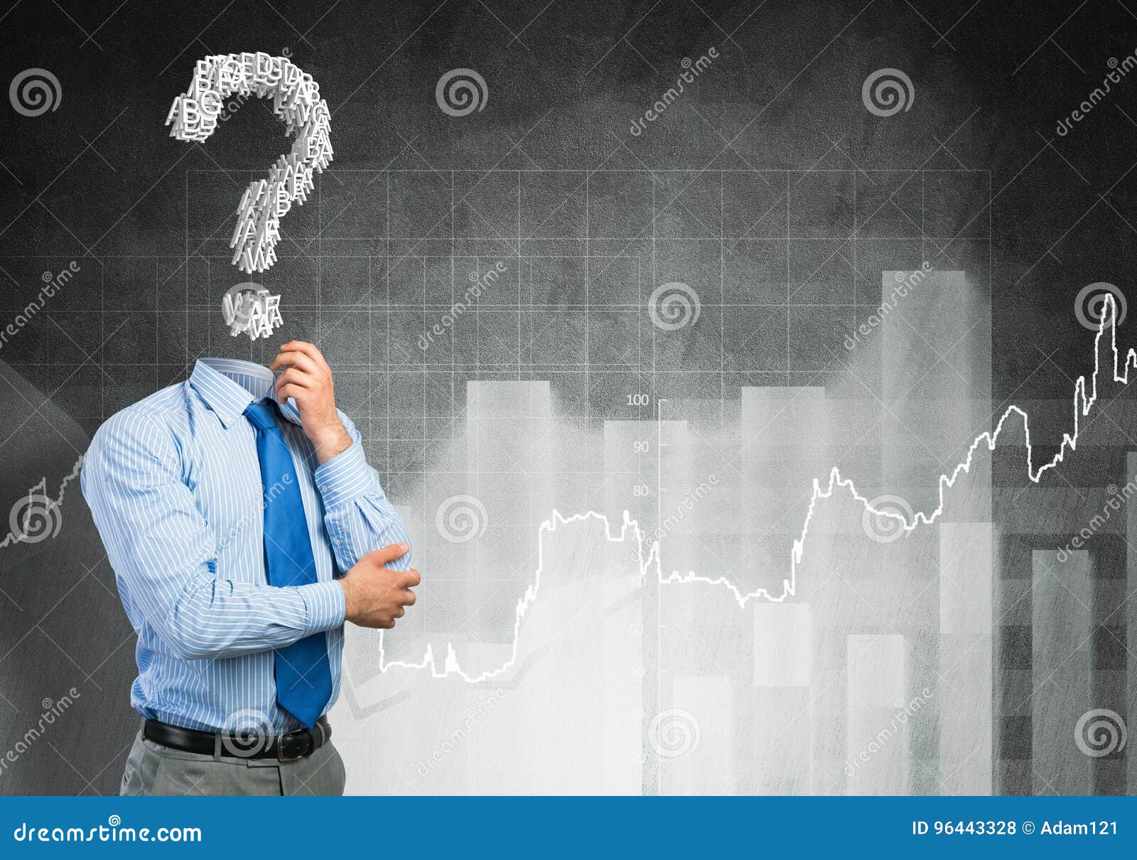 Big question in his head stock photo. Image of marketing - 96443328