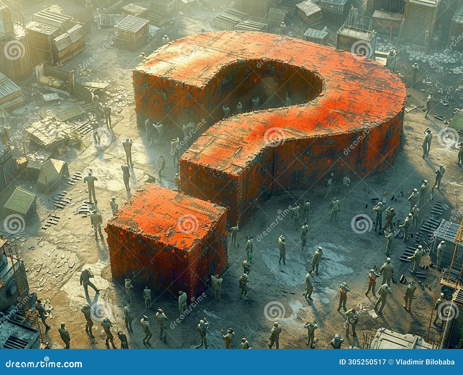 Big Question Mark with Little Puppet People Stock Illustration ...