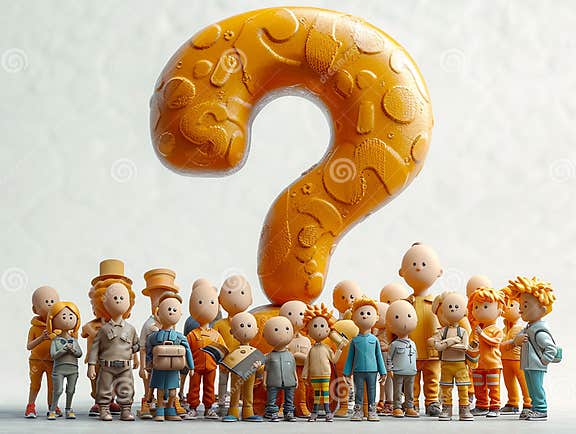 Big Question Mark with Little Puppet People Stock Illustration ...