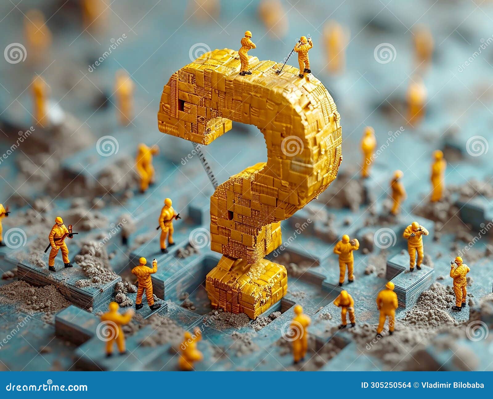 Big Question Mark with Little Puppet People Stock Illustration ...