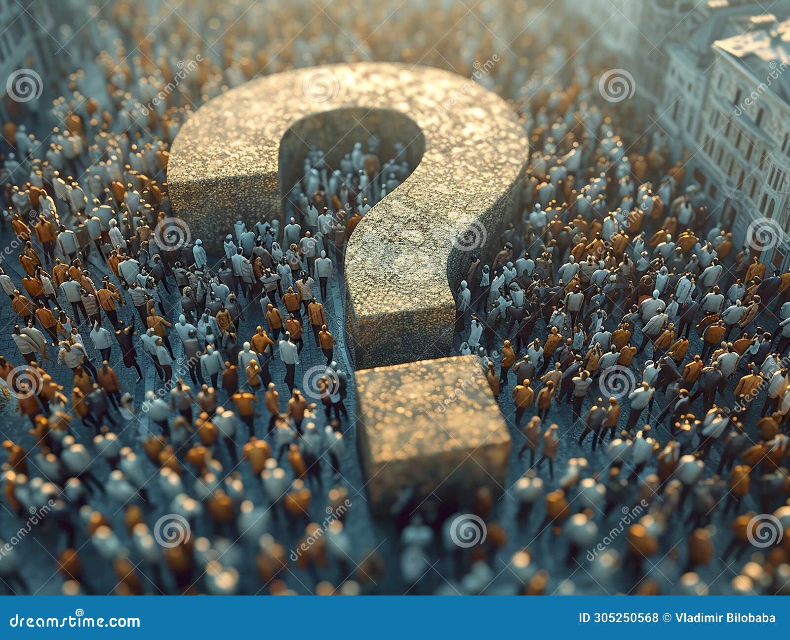 Big Question Mark with Little Puppet People Stock Illustration ...