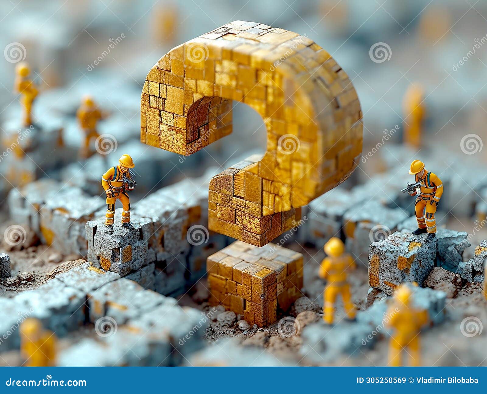 Big Question Mark with Little Puppet People Stock Illustration ...