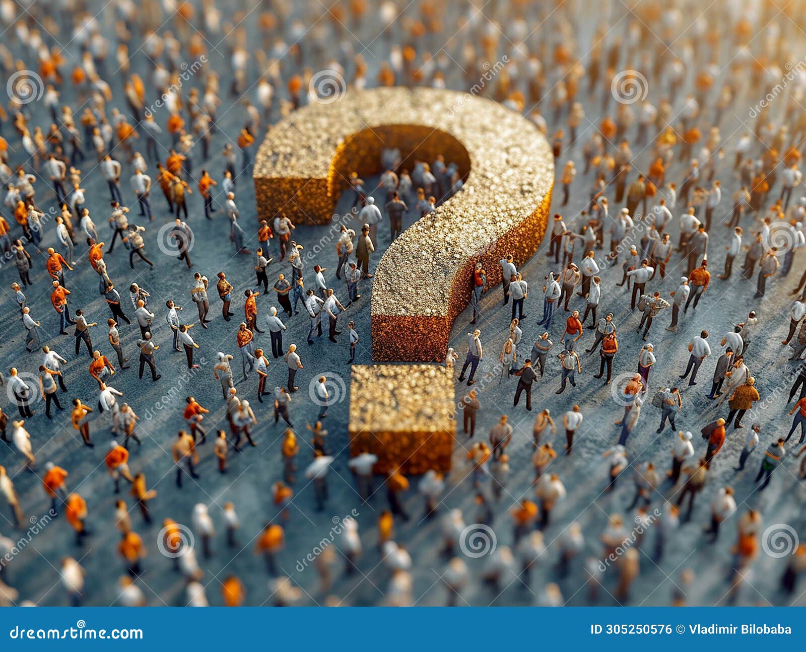 Big Question Mark with Little Puppet People Stock Illustration ...