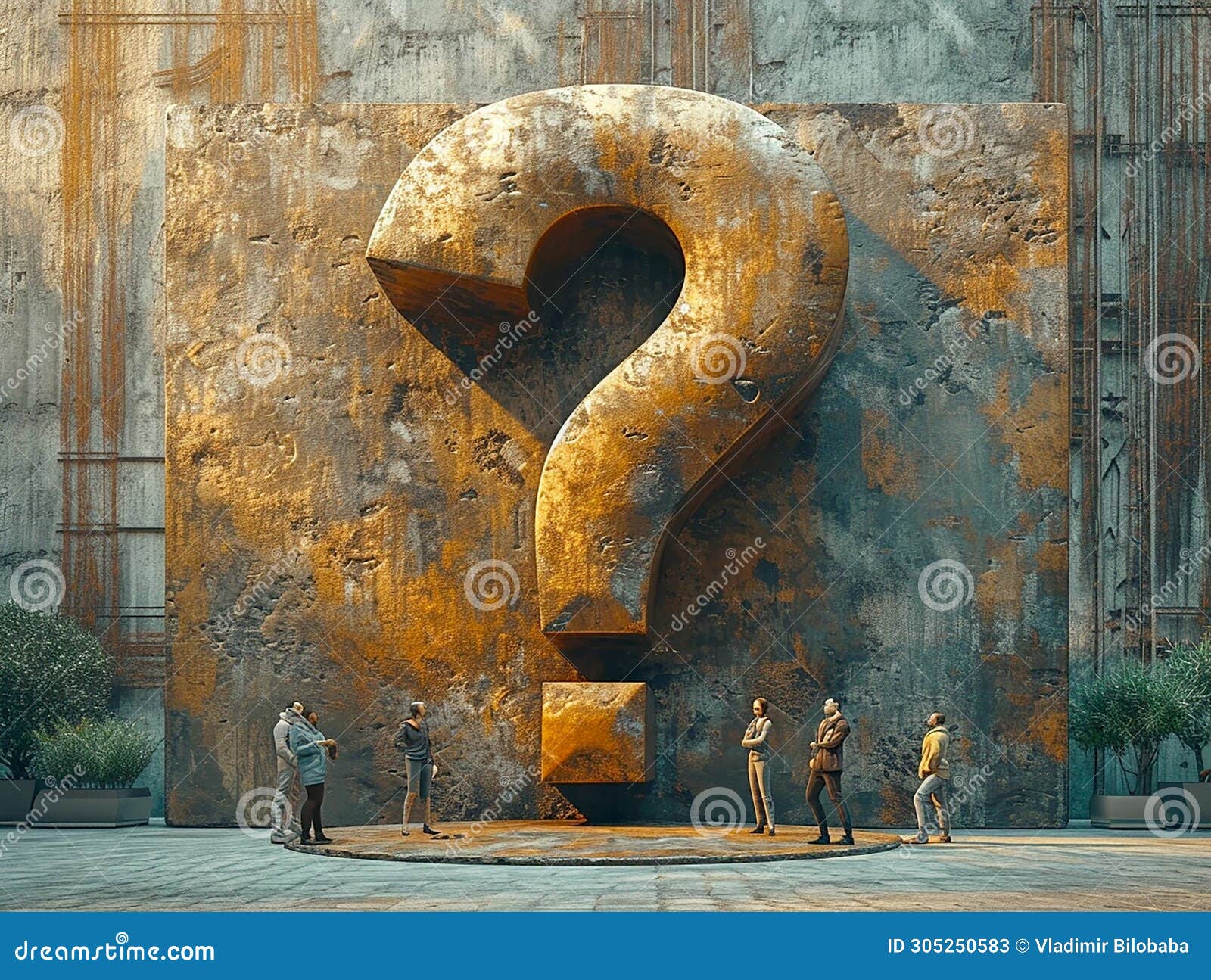 Big Question Mark with Little Puppet People Stock Illustration ...