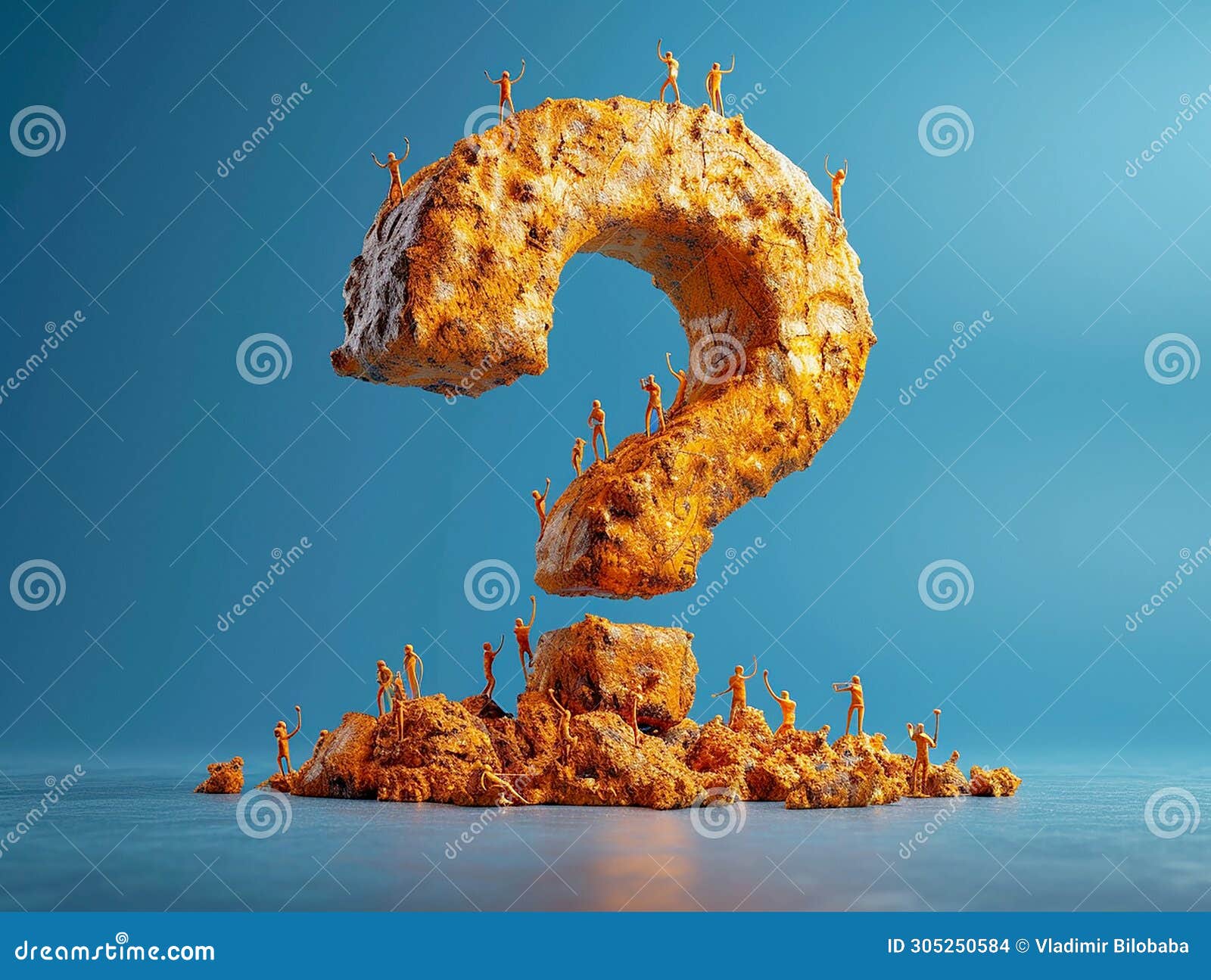Big Question Mark with Little Puppet People Stock Illustration ...