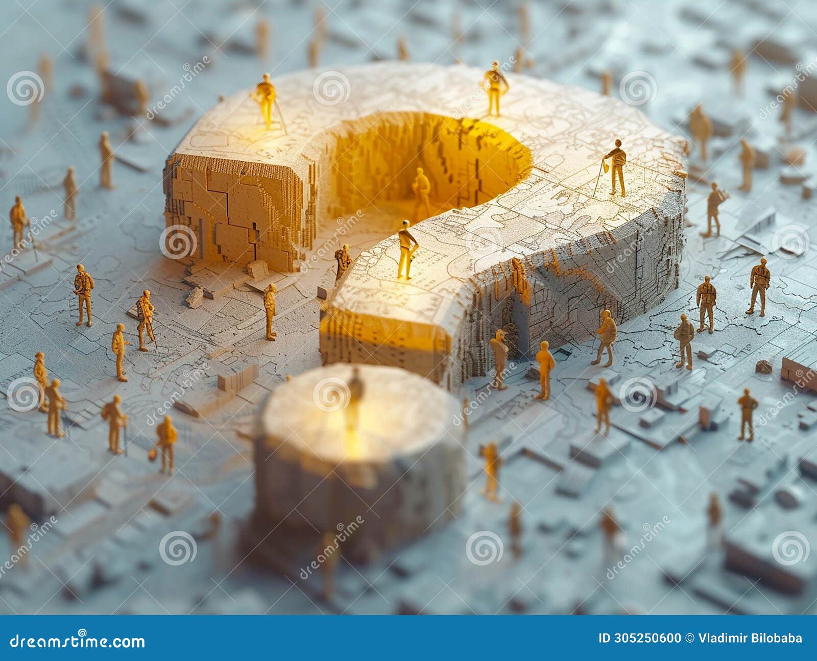 Big Question Mark with Little Puppet People Stock Illustration ...