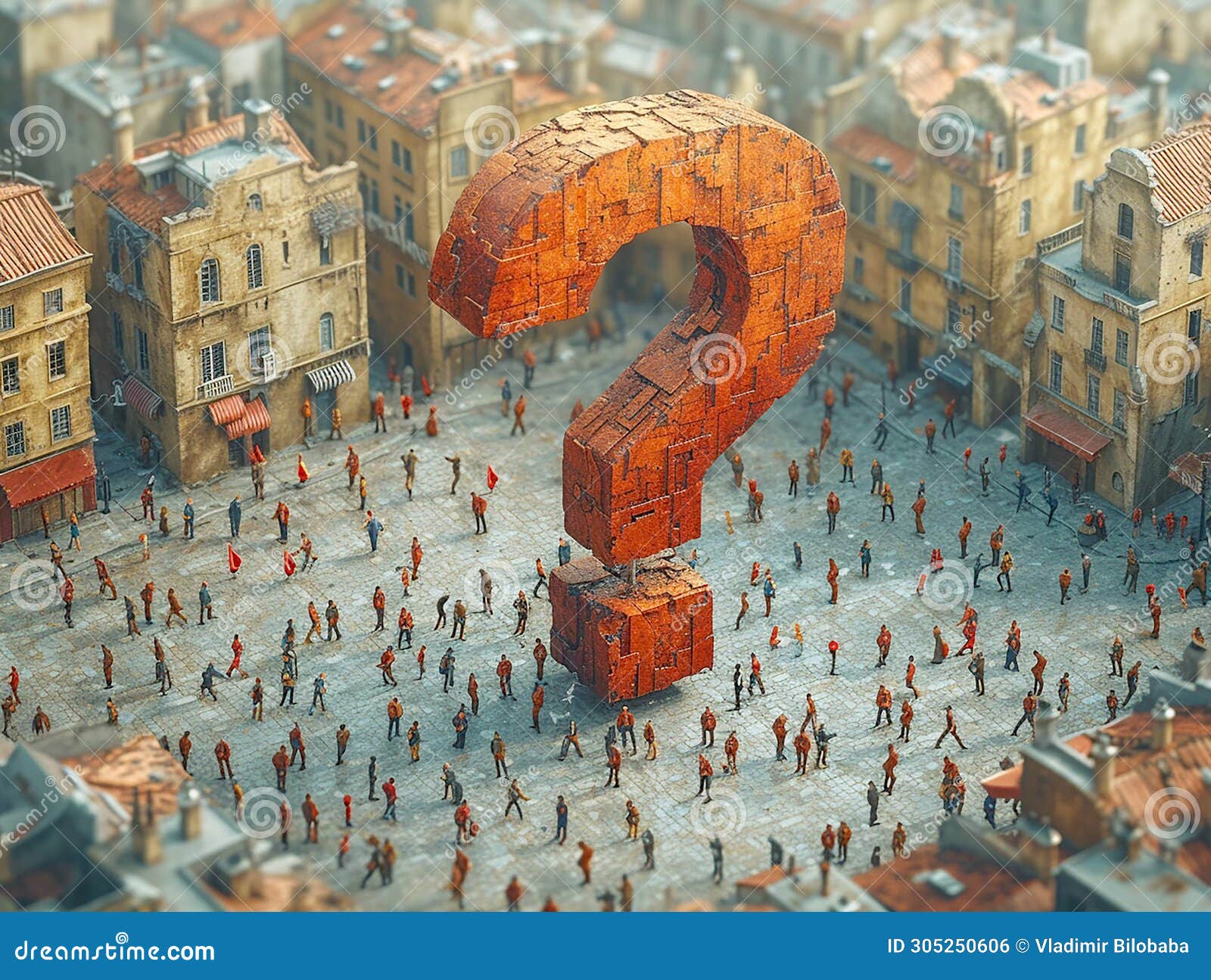 Big Question Mark with Little Puppet People Stock Illustration ...