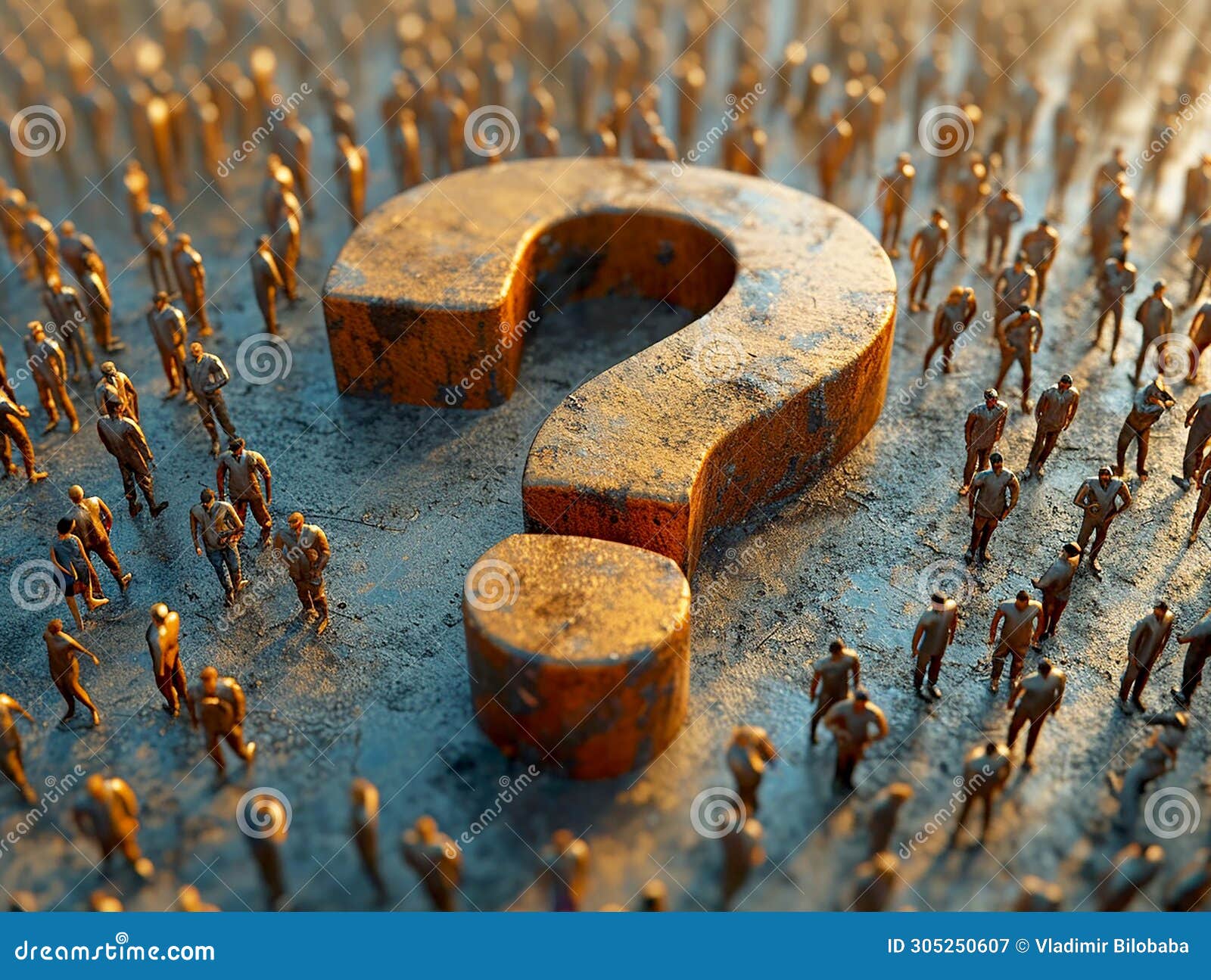 Big Question Mark with Little Puppet People Stock Illustration ...