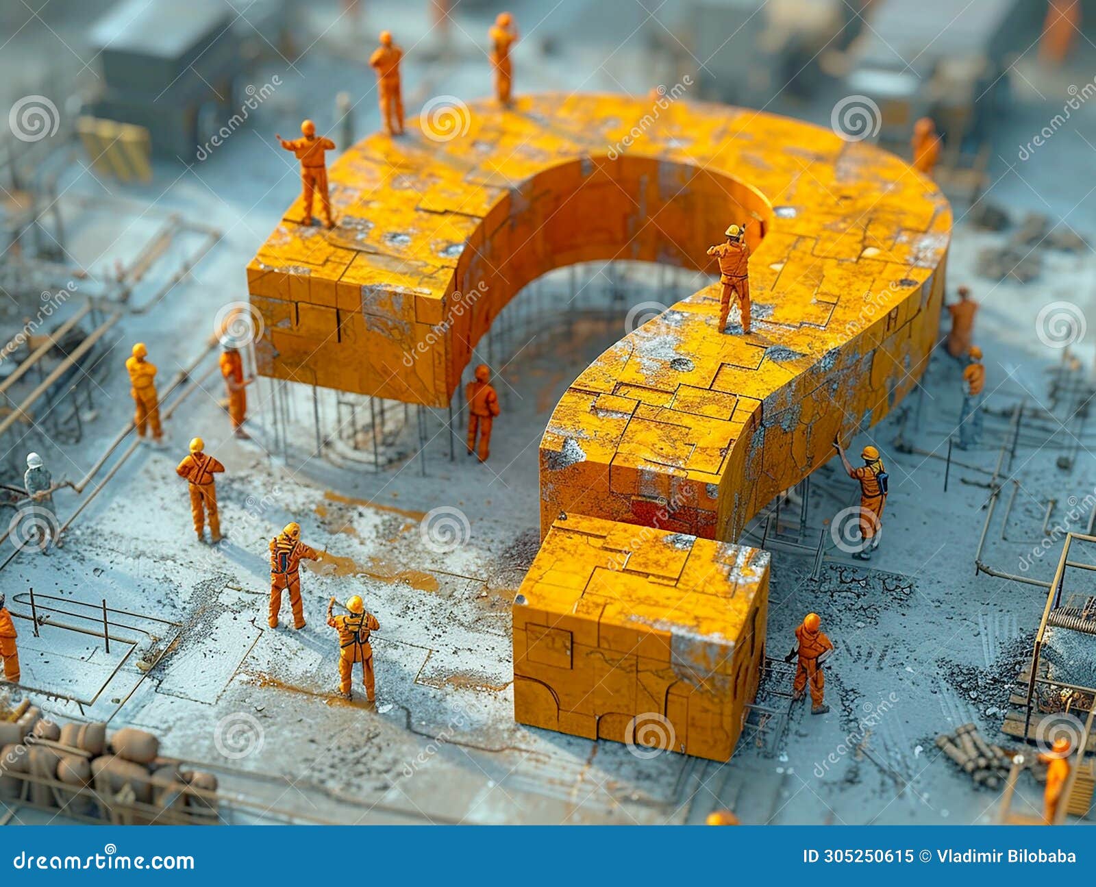 Big Question Mark with Little Puppet People Stock Illustration ...