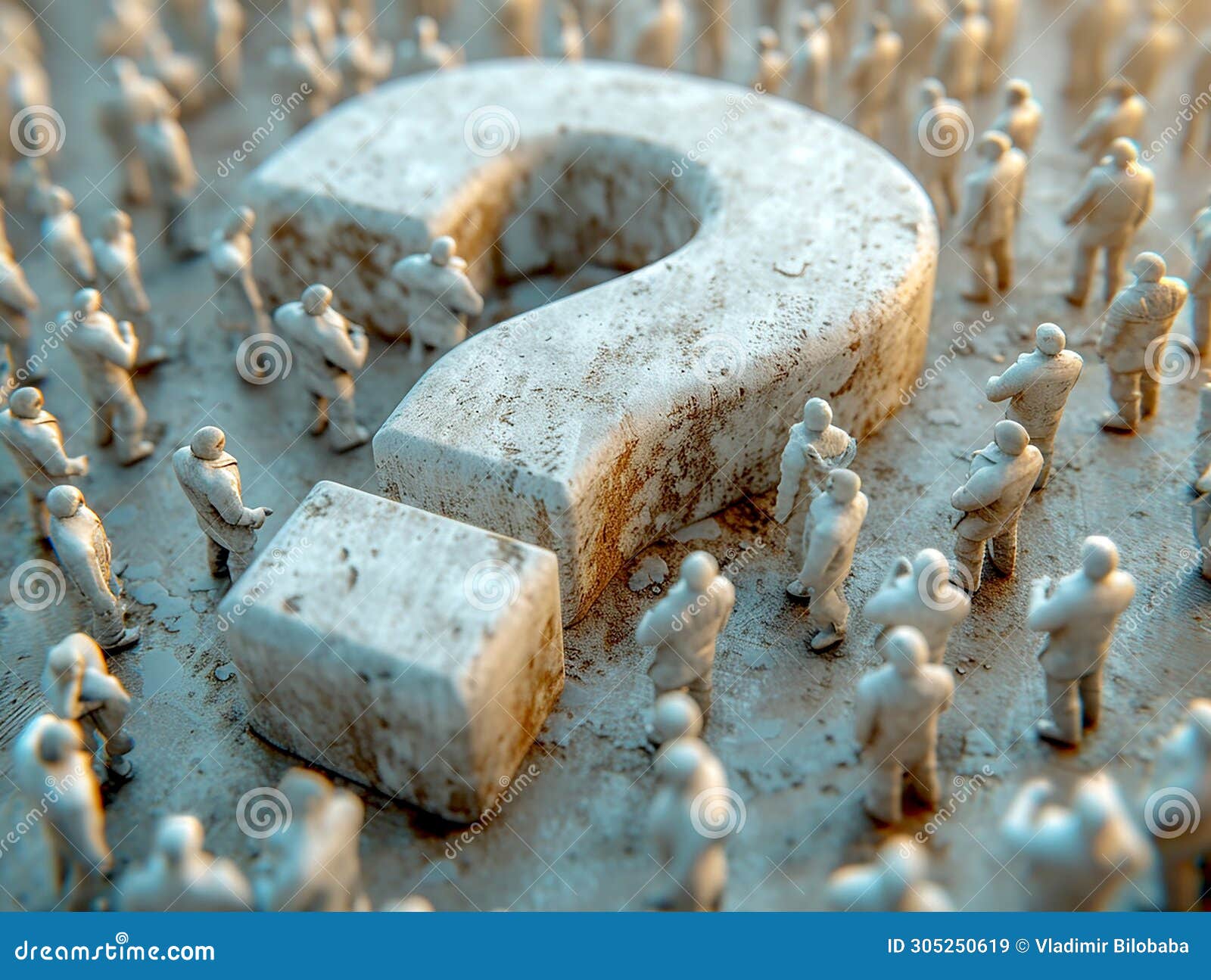 Big Question Mark with Little Puppet People Stock Illustration ...