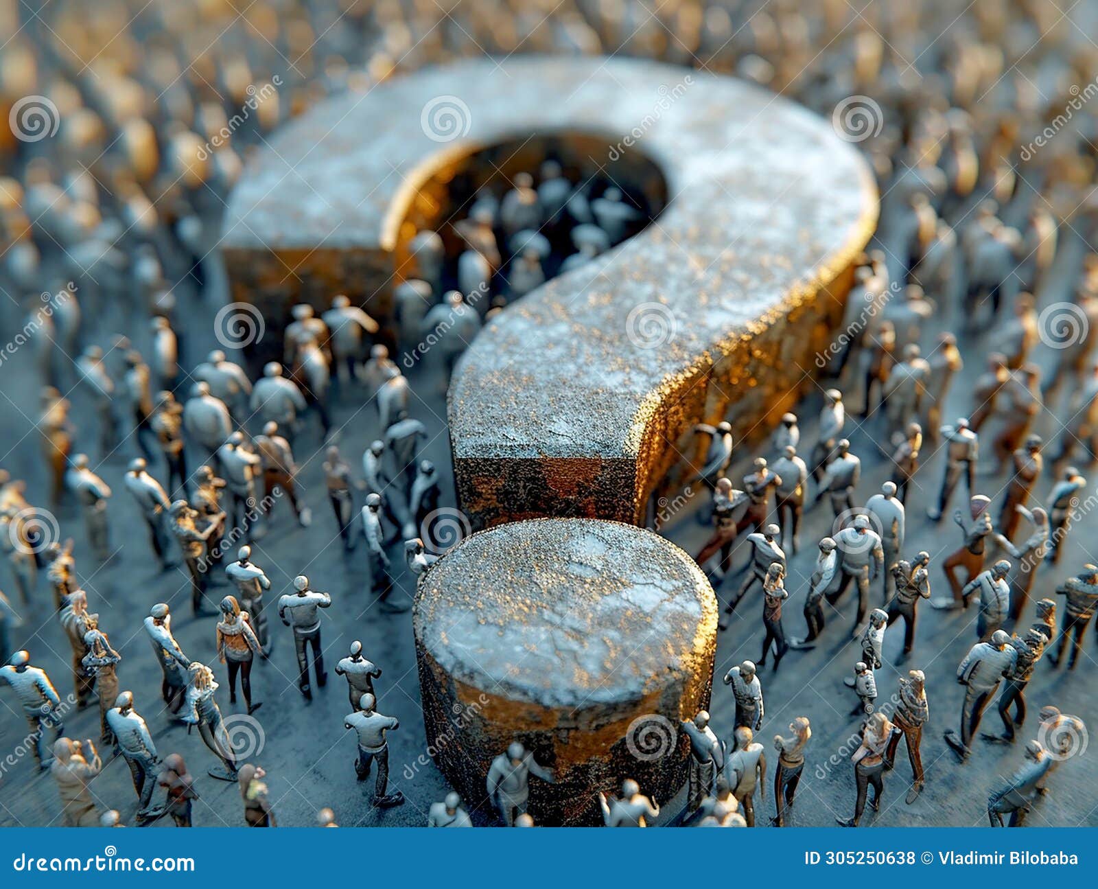 Big Question Mark with Little Puppet People Stock Illustration ...