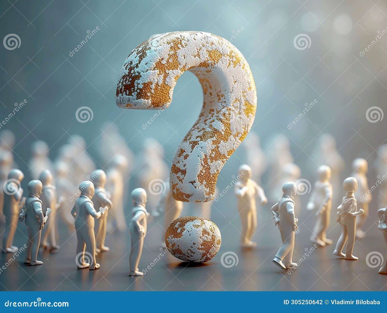 Big Question Mark with Little Puppet People Stock Illustration ...