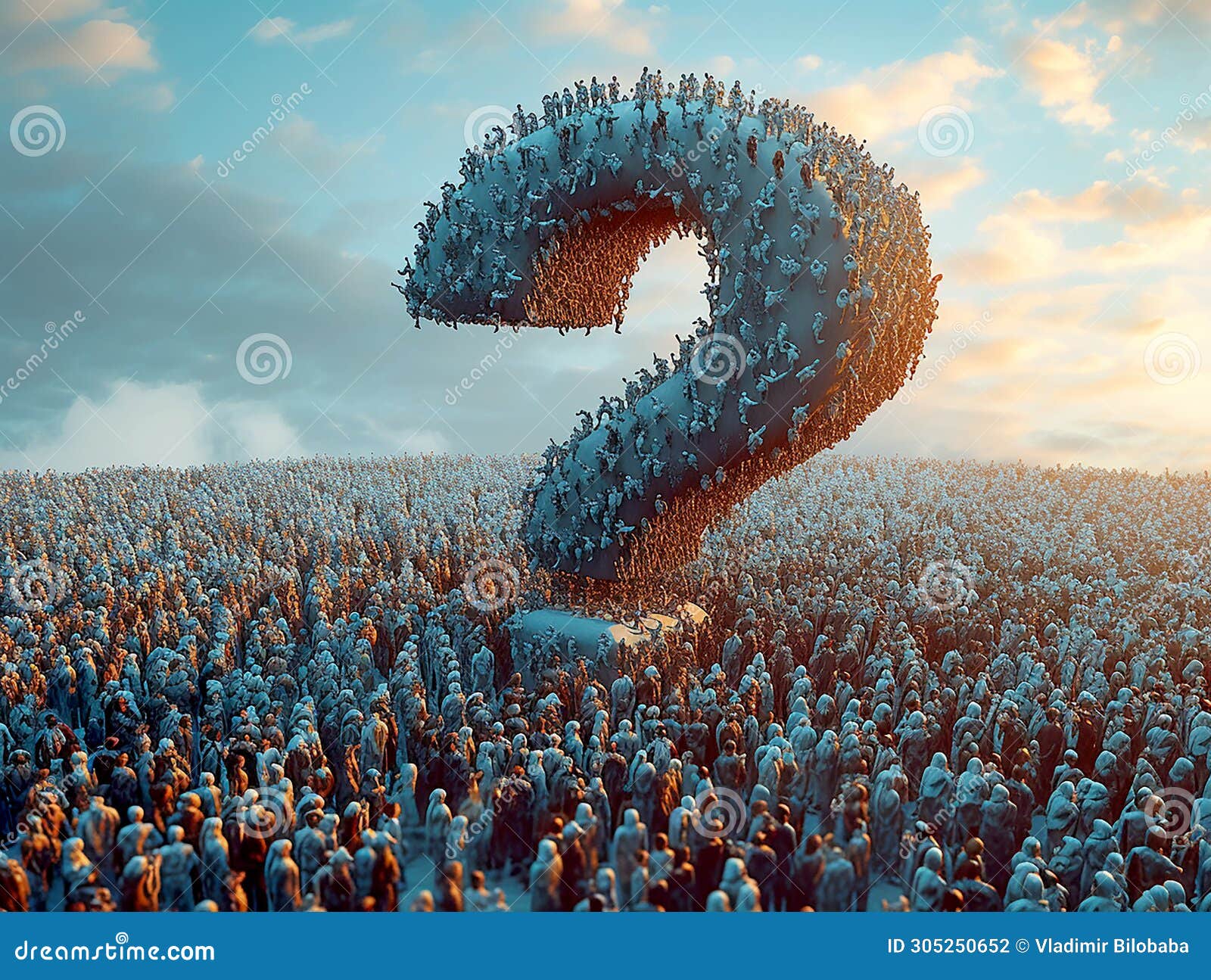 Big Question Mark with Little Puppet People Stock Illustration ...
