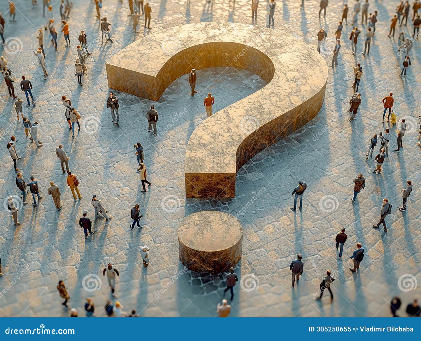 Big Question Mark with Little Puppet People Stock Illustration ...