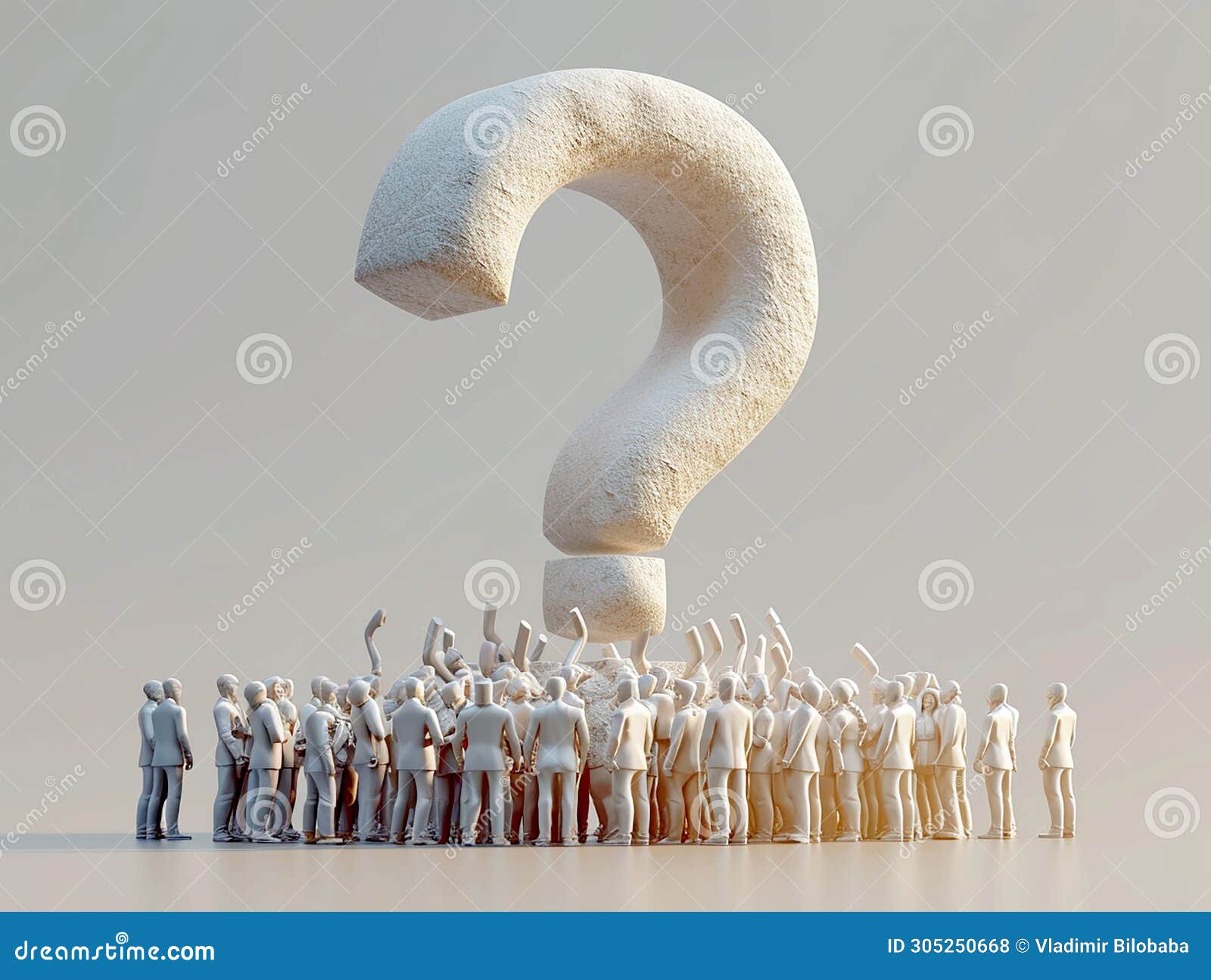 Big Question Mark with Little Puppet People Stock Illustration ...