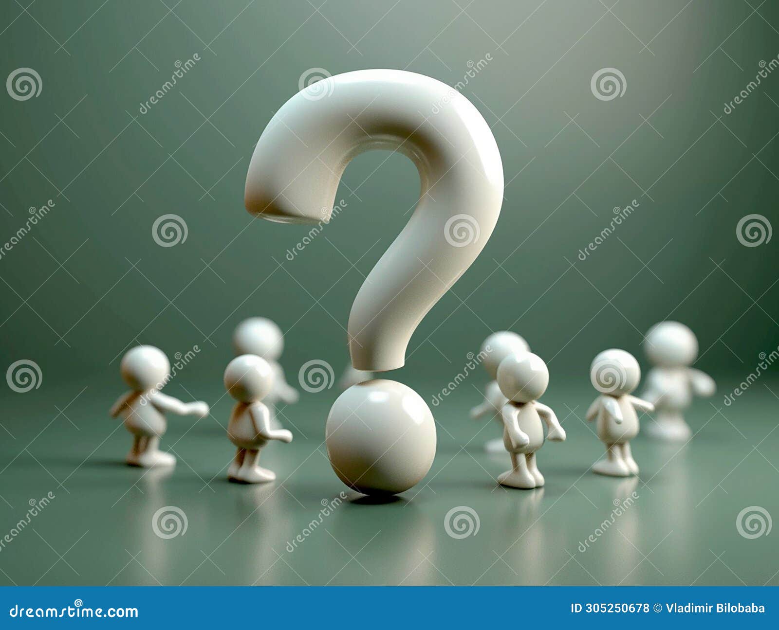 Big Question Mark with Little Puppet People Stock Illustration ...