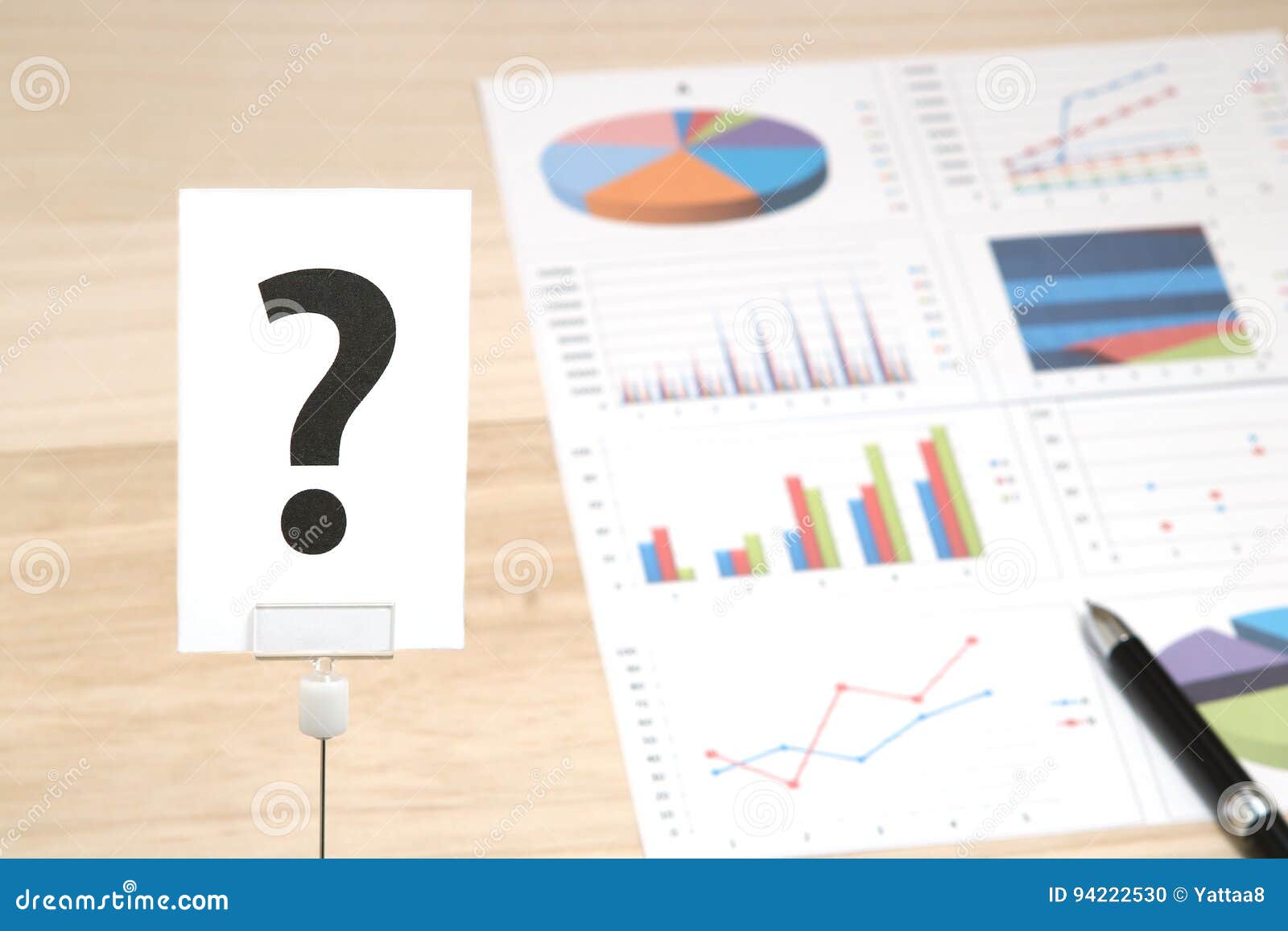 Big Question Mark on a Piece of Paper and Business Documents. Stock ...