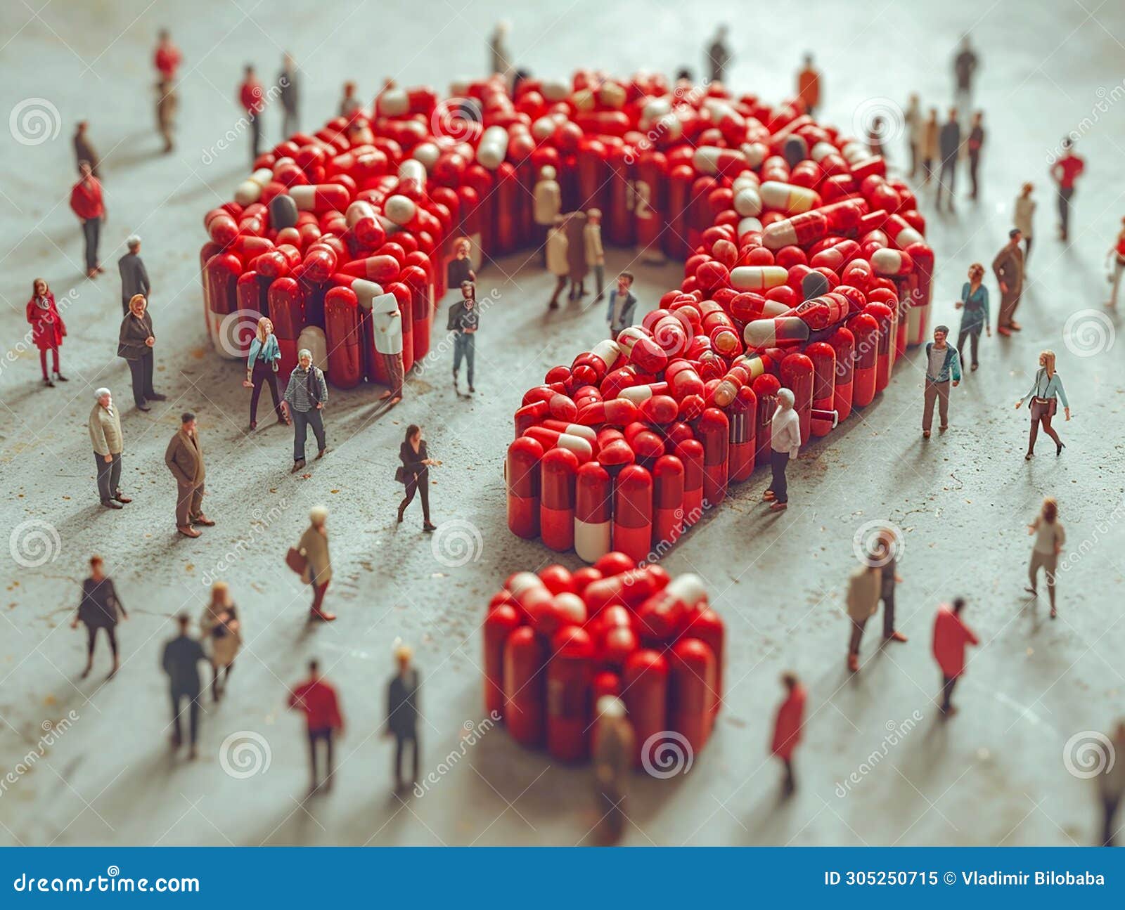 A Big Question Mark among Tablets and Capsules Stock Illustration ...
