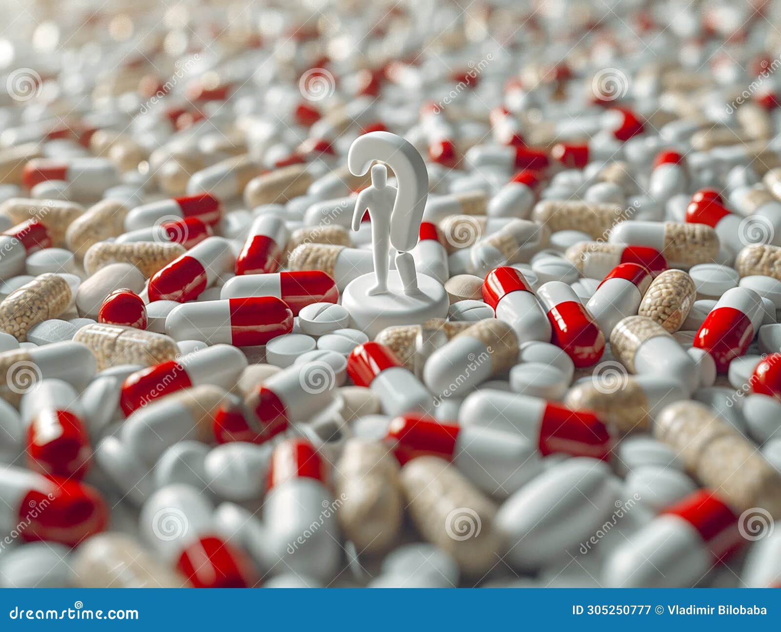 A Big Question Mark among Tablets and Capsules Stock Illustration ...