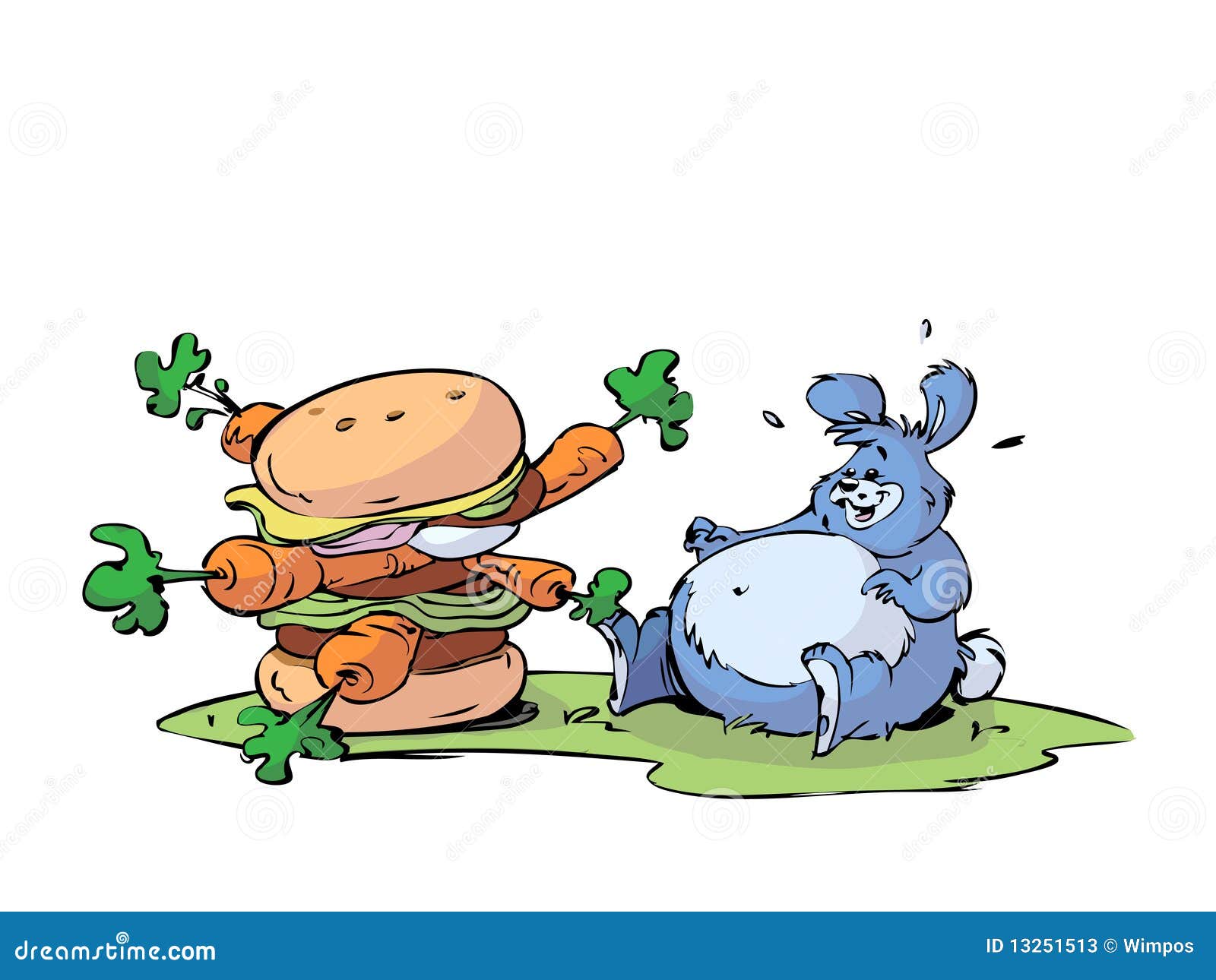 Big Rabbit Eating Hamburger Stock Illustration - Illustration of salad ...