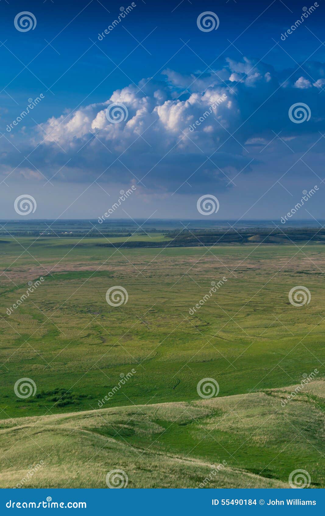 Big Rain Clouds Gather Over a Prairie Stock Photo - Image of lowland ...