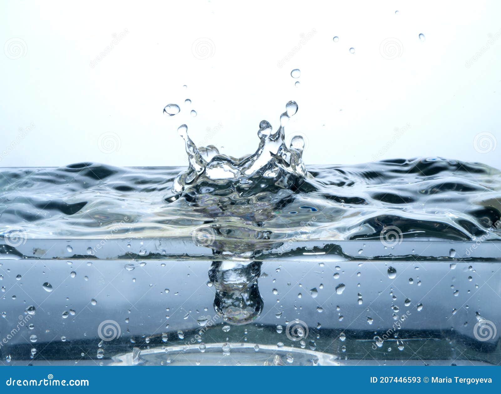 Big Rain Drop Falls on a Wavy Water Surface with a Lot of Splashes ...