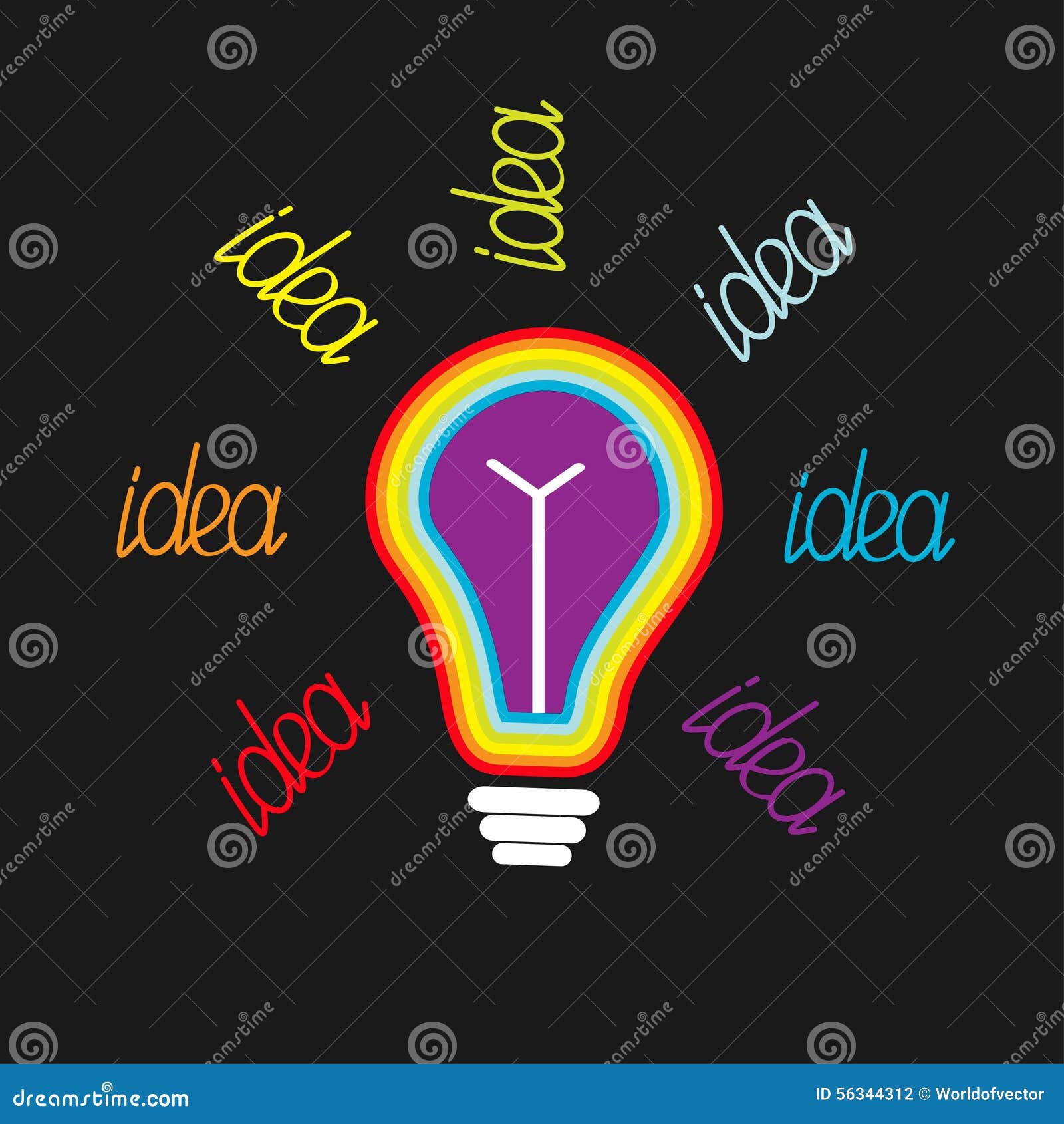 Big Rainbow Colored Light Bulb. Idea Concept Stock Vector ...