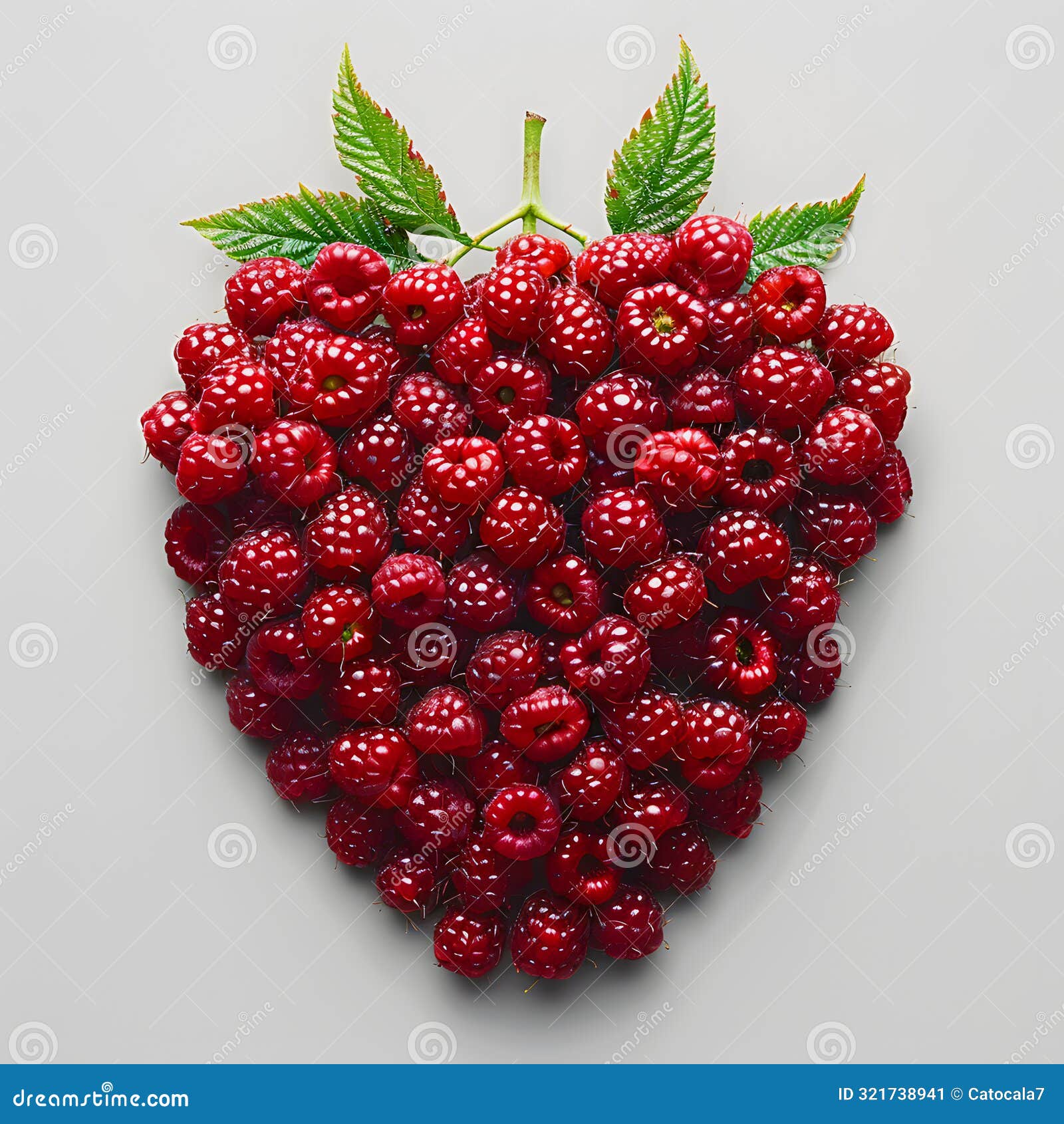 Big Raspberry Berry Made of Many Small Berries, Isolated on White, for ...