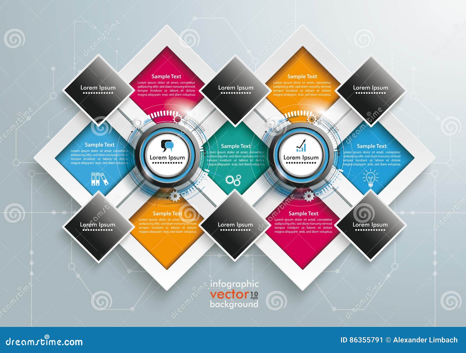 Rectangles Template 4 Options Centre 4 Additions Vector Illustration ...