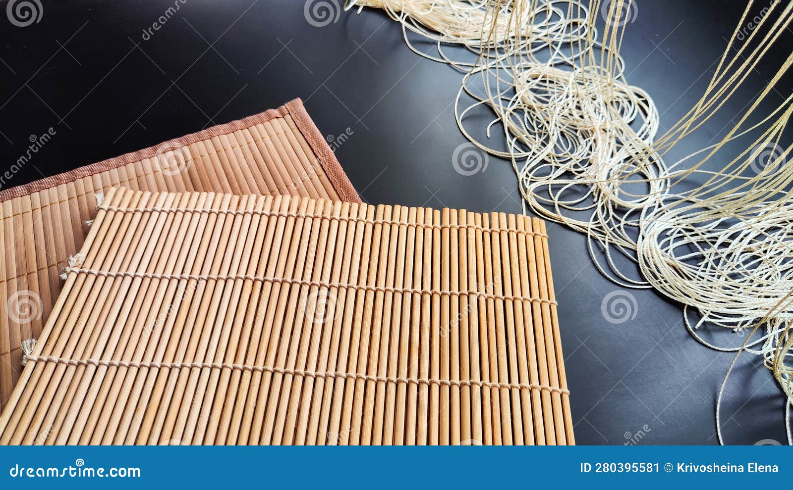 Big Rectangular and Small Square Asian Bamboo Mats and Napkins from ...