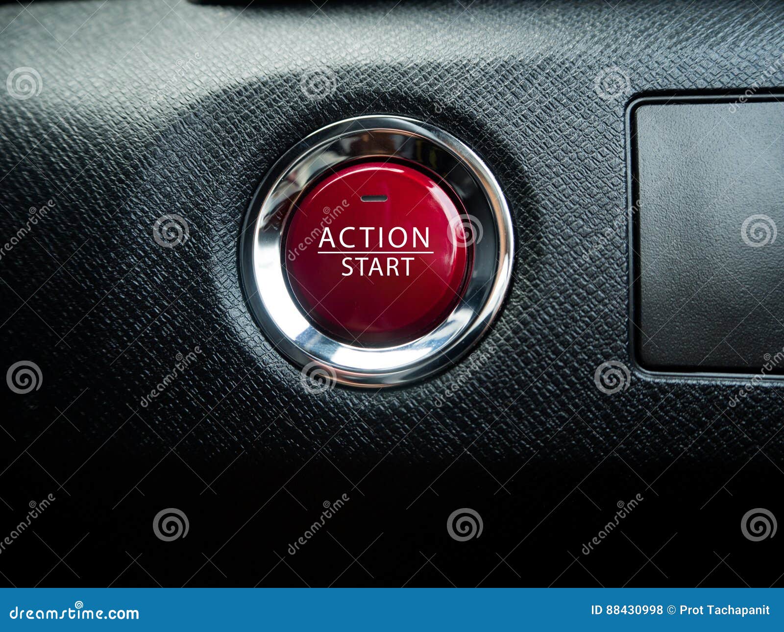 Big Red Action Start Button on the Black Background Stock Photo - Image ...