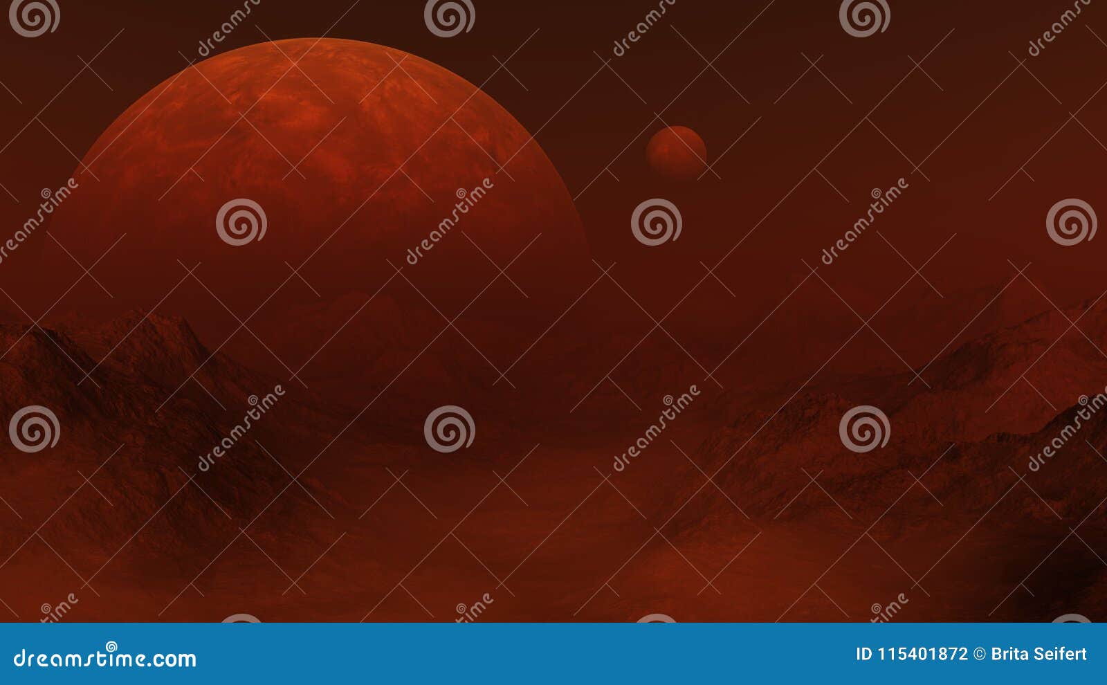 Red Alien Planet - 3D Rendered Computer Artwork Stock Illustration ...