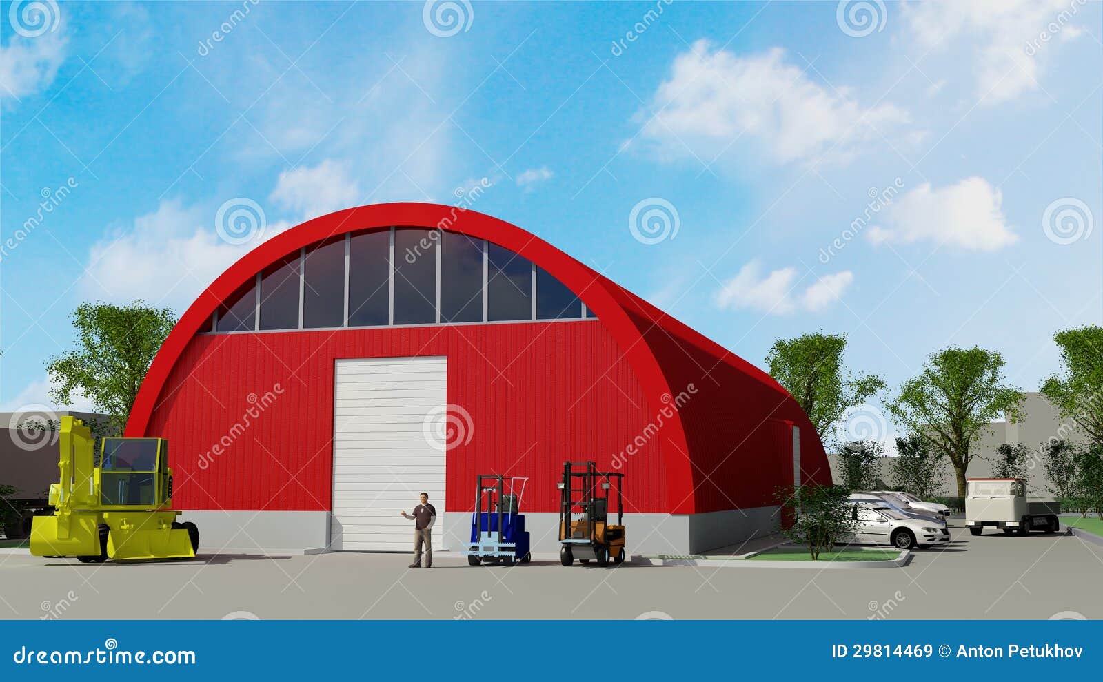 Big red hangar stock illustration. Illustration of architecture - 29814469