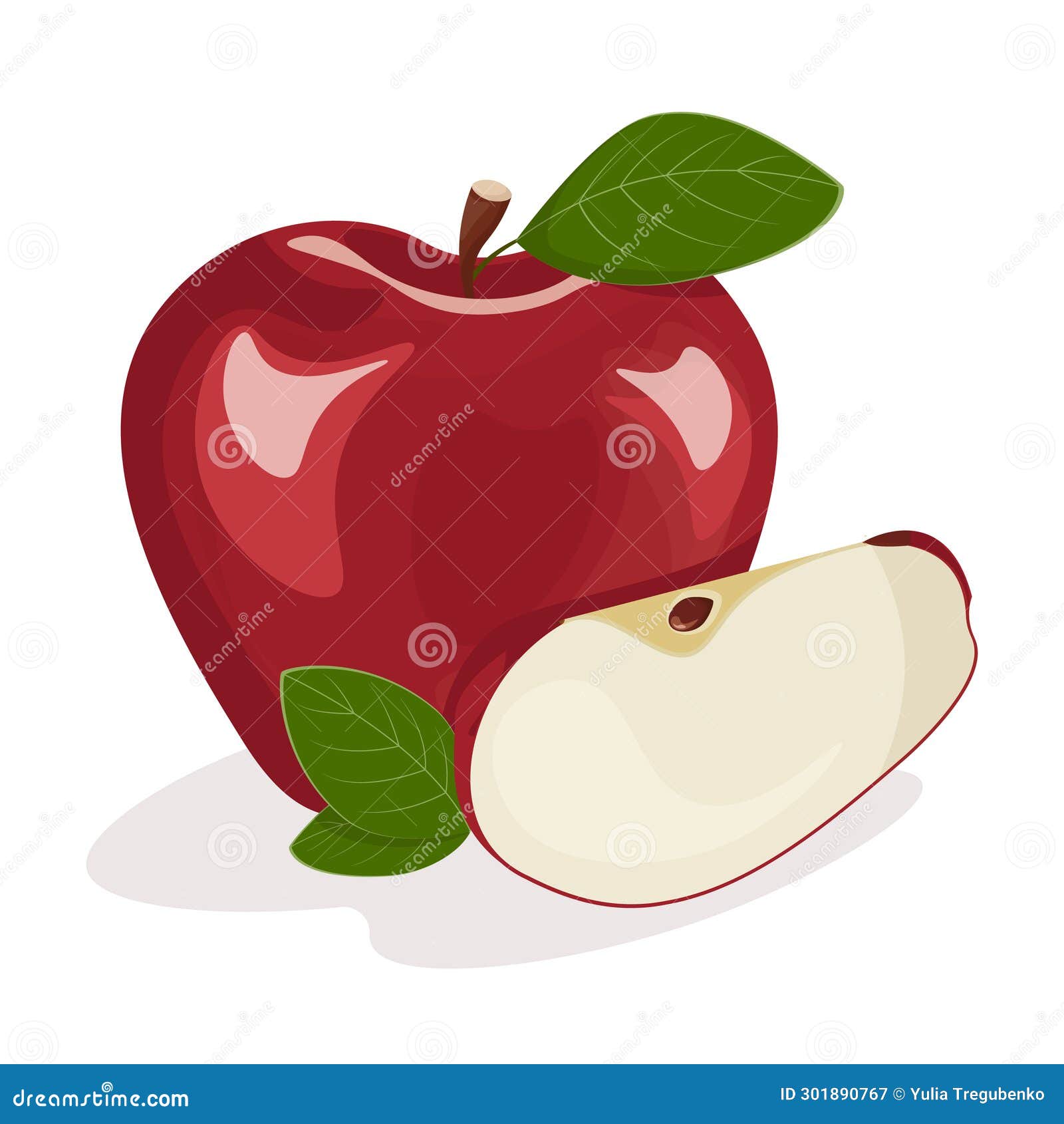 Big Red Apple with Leaf. Vector Illustration Stock Vector ...