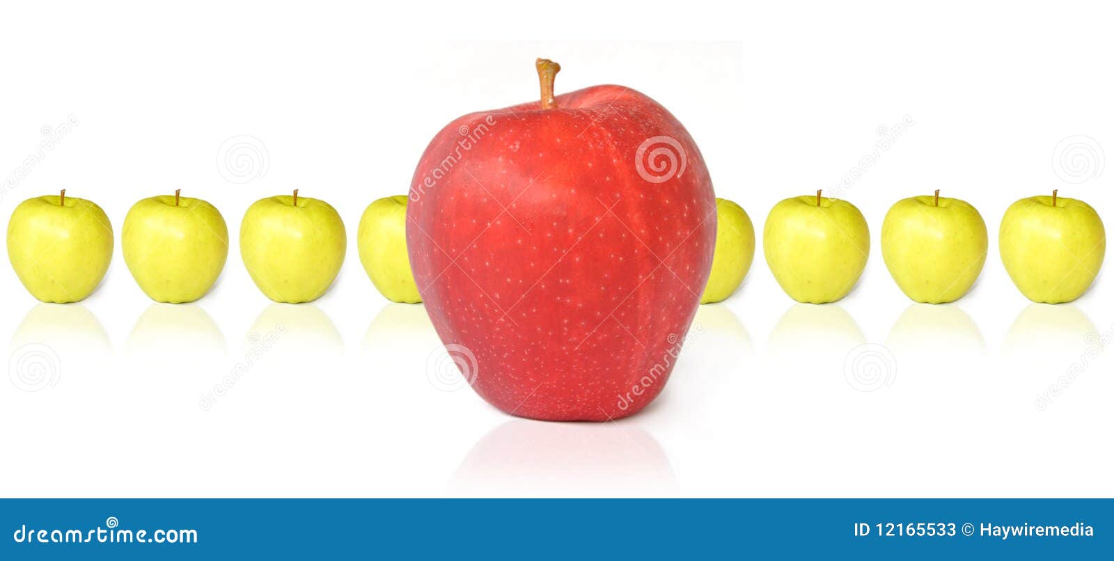 Big Red Apple Standing with Green Apples Stock Image - Image of ...