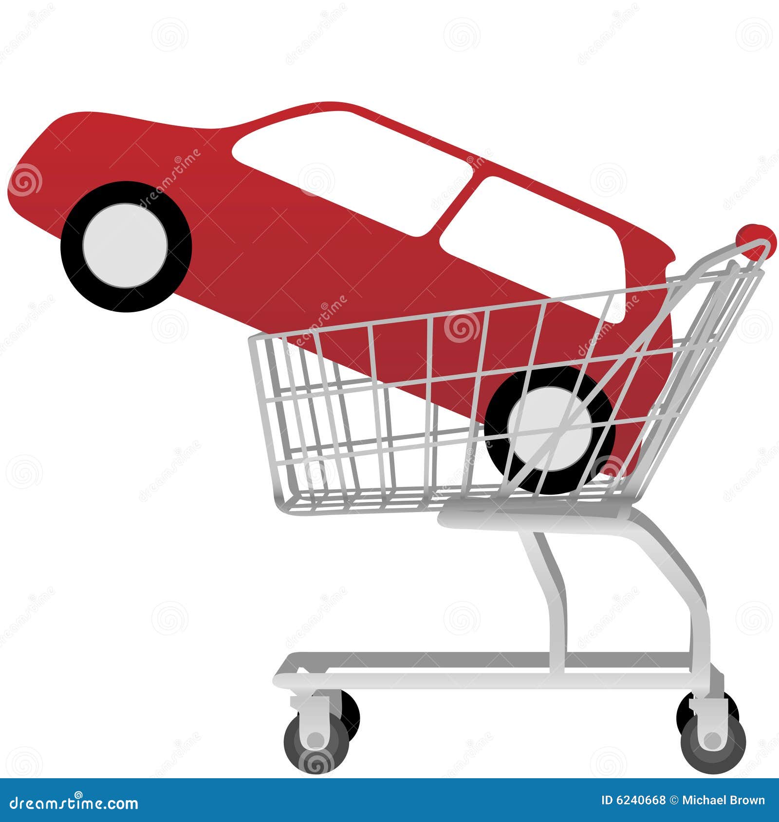 Big Red Auto Inside a Shopping Cart Stock Vector - Illustration of ...