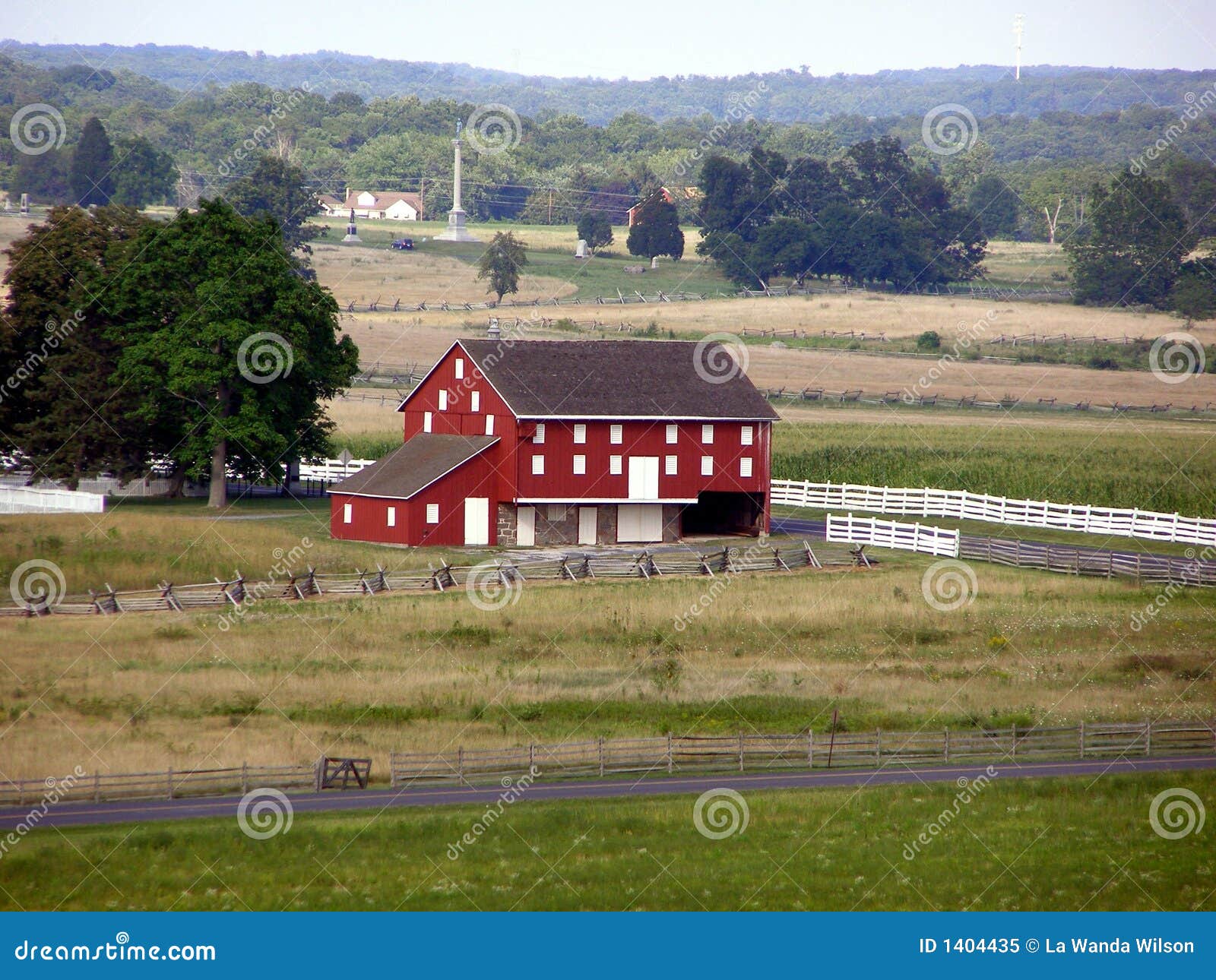 Big Red Barn stock image. Image of quaint, fences, countryside - 1404435