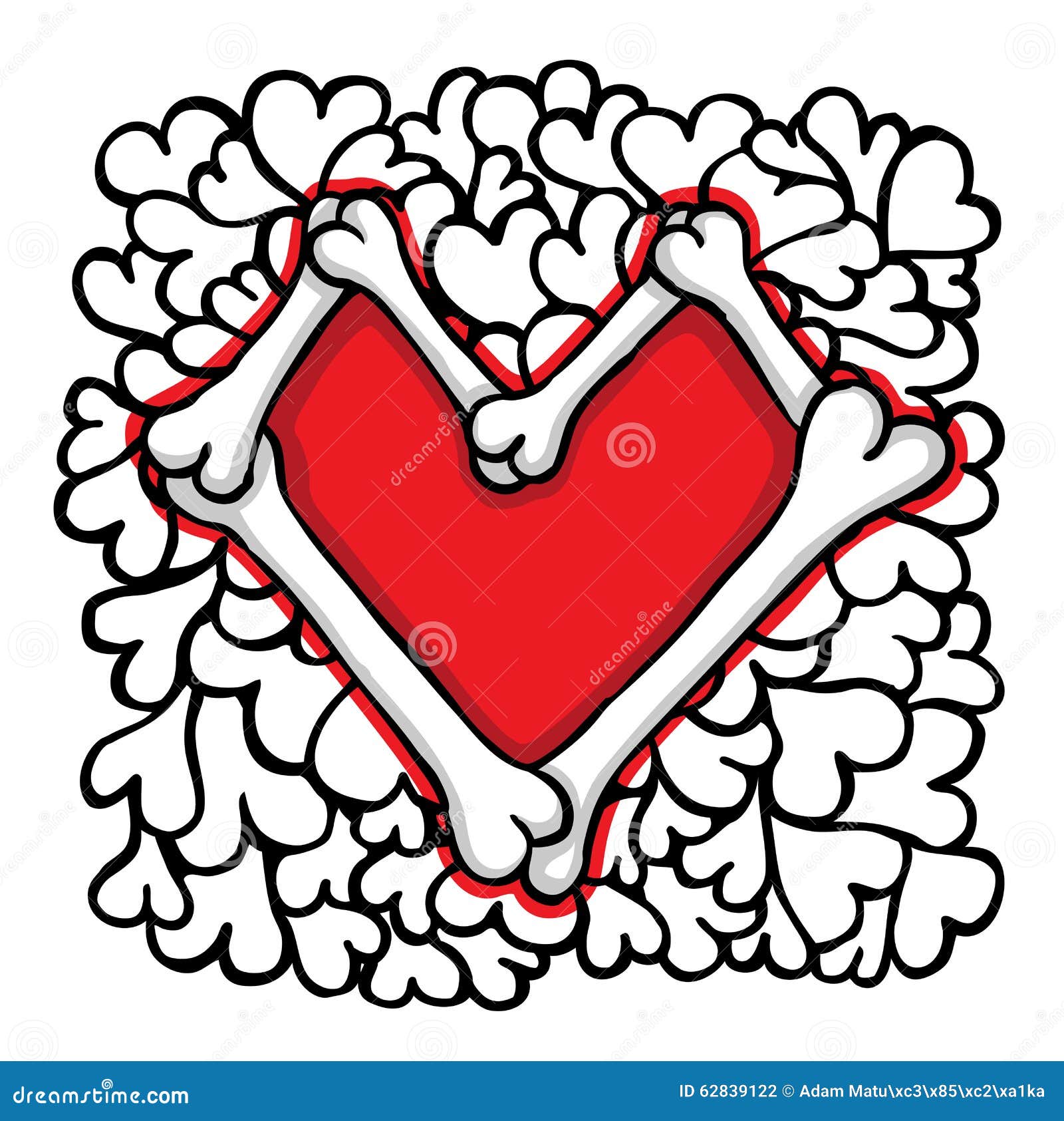Big red bone heart stock vector. Illustration of background - 62839122