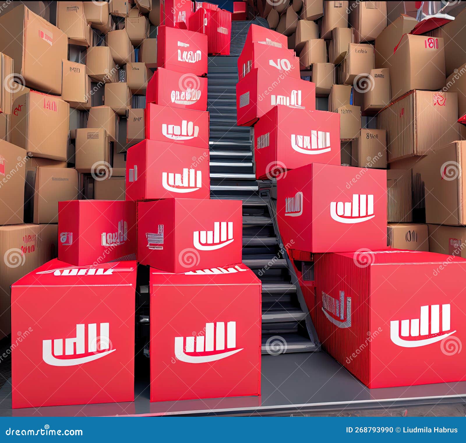 Big Red Boxes Close-up. Generative AI Stock Photo - Image of shape ...